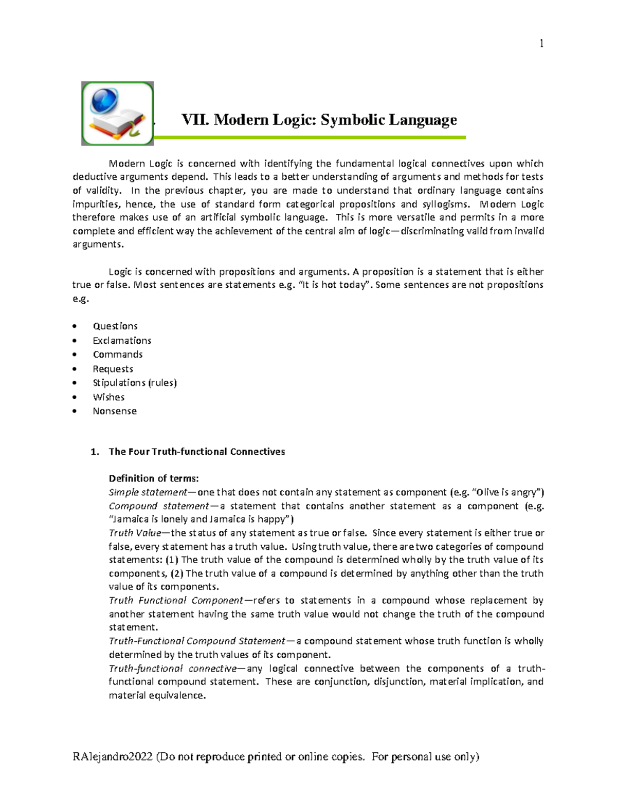 Symbolic Logic b7da3f3980595 fbe2ac31169 f3ab2eab - I. VII. Modern ...