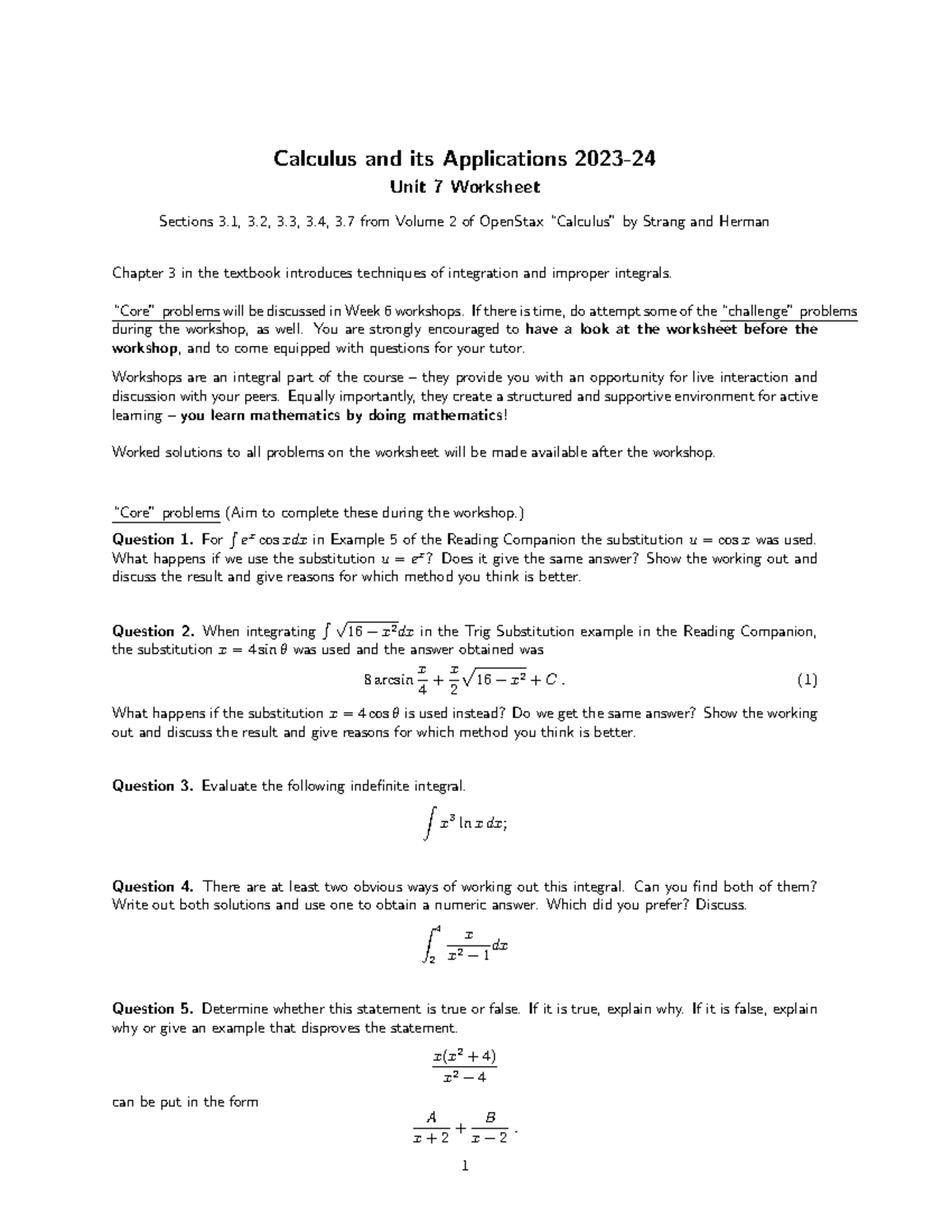 W7 - good - Calculus and its Applications 2023- Unit 7 Worksheet ...