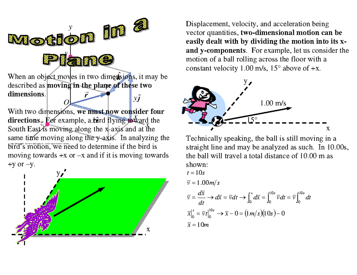 03 Motion in a Plane - When an object moves in two dimensions, it may ...