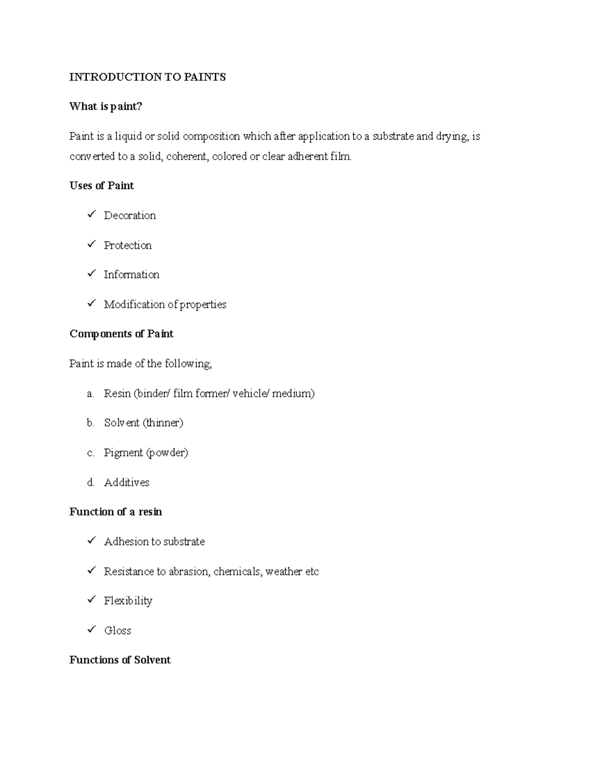 Introduction TO Paints - INTRODUCTION TO PAINTS What is paint? Paint is ...