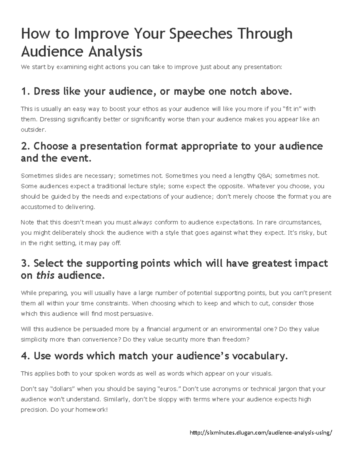 Using+Your+Audience+Analysis for Public Speaking SPCH 1315 - How to ...