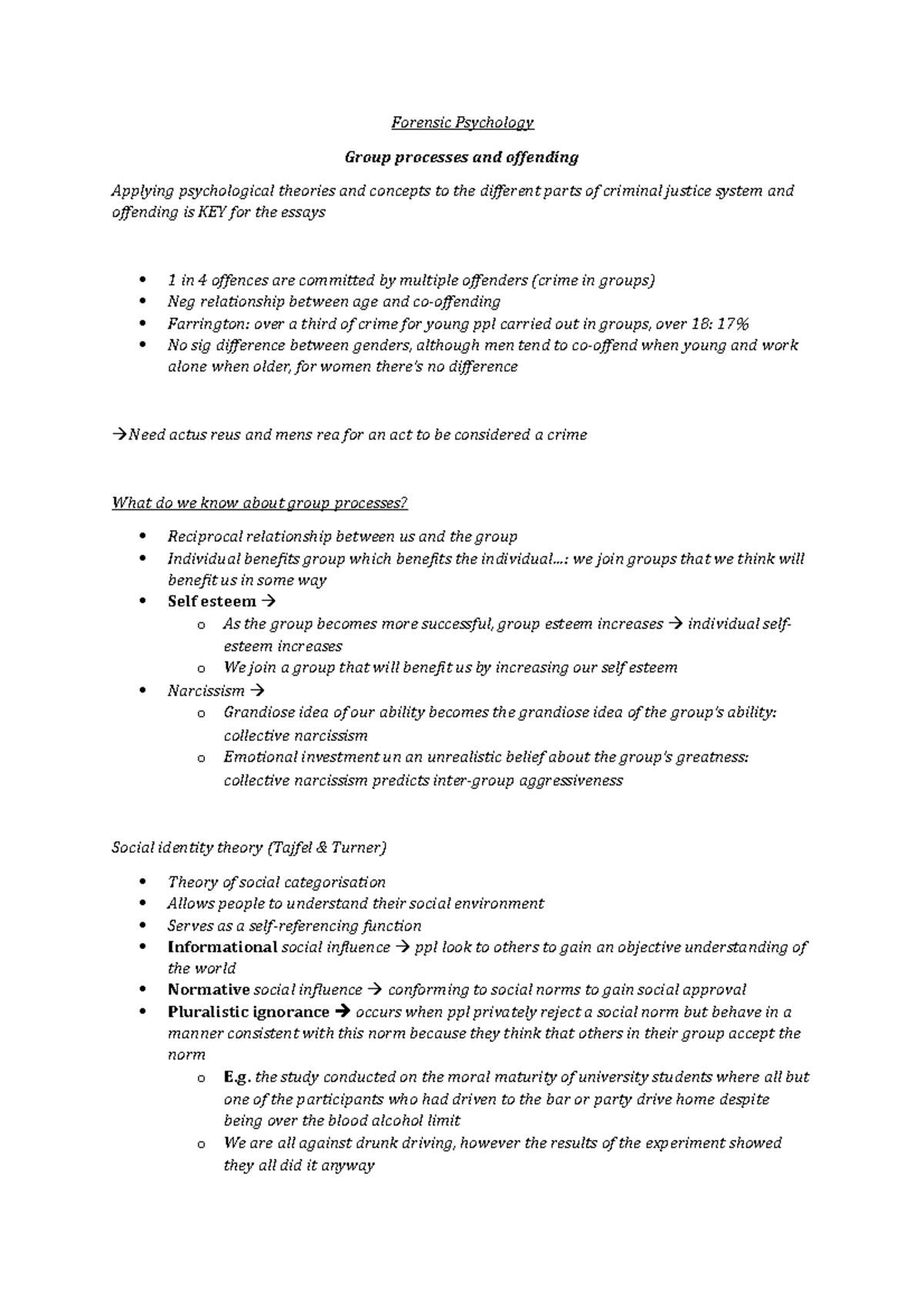 Week 2 Group processes and offending - Forensic Psychology Group ...