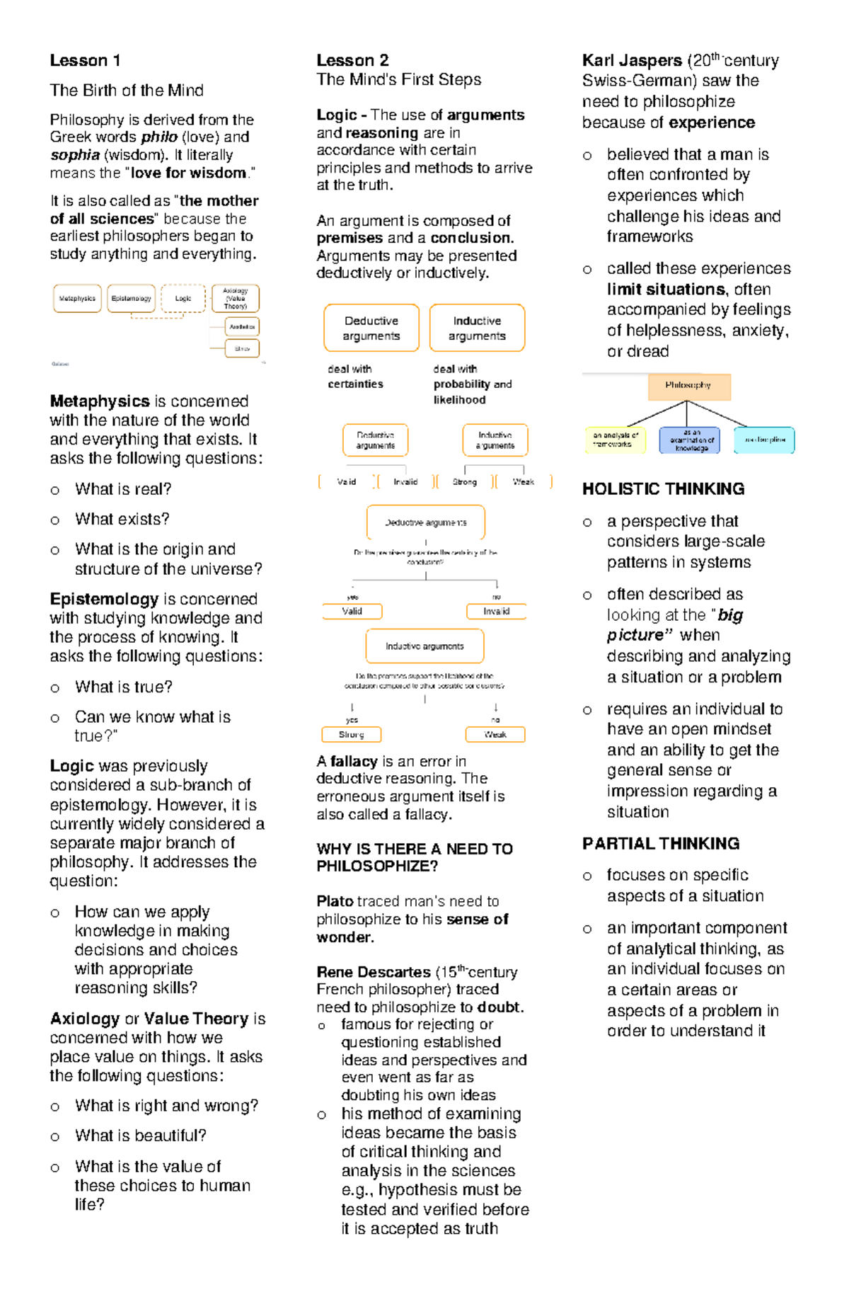 Philo- Reviewer-1 - frfgthj fthj - Lesson 1 The Birth of the Mind ...