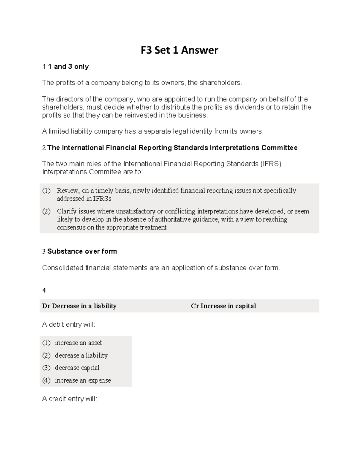 F3 set 1 answer - practice set - !"#$%&'#()*+%,# 1 1 and 3 only The profits of a company - Studocu