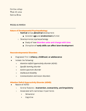 Week 13 notes - Week 13 Psych 210 Week 13: Personality disorders ...