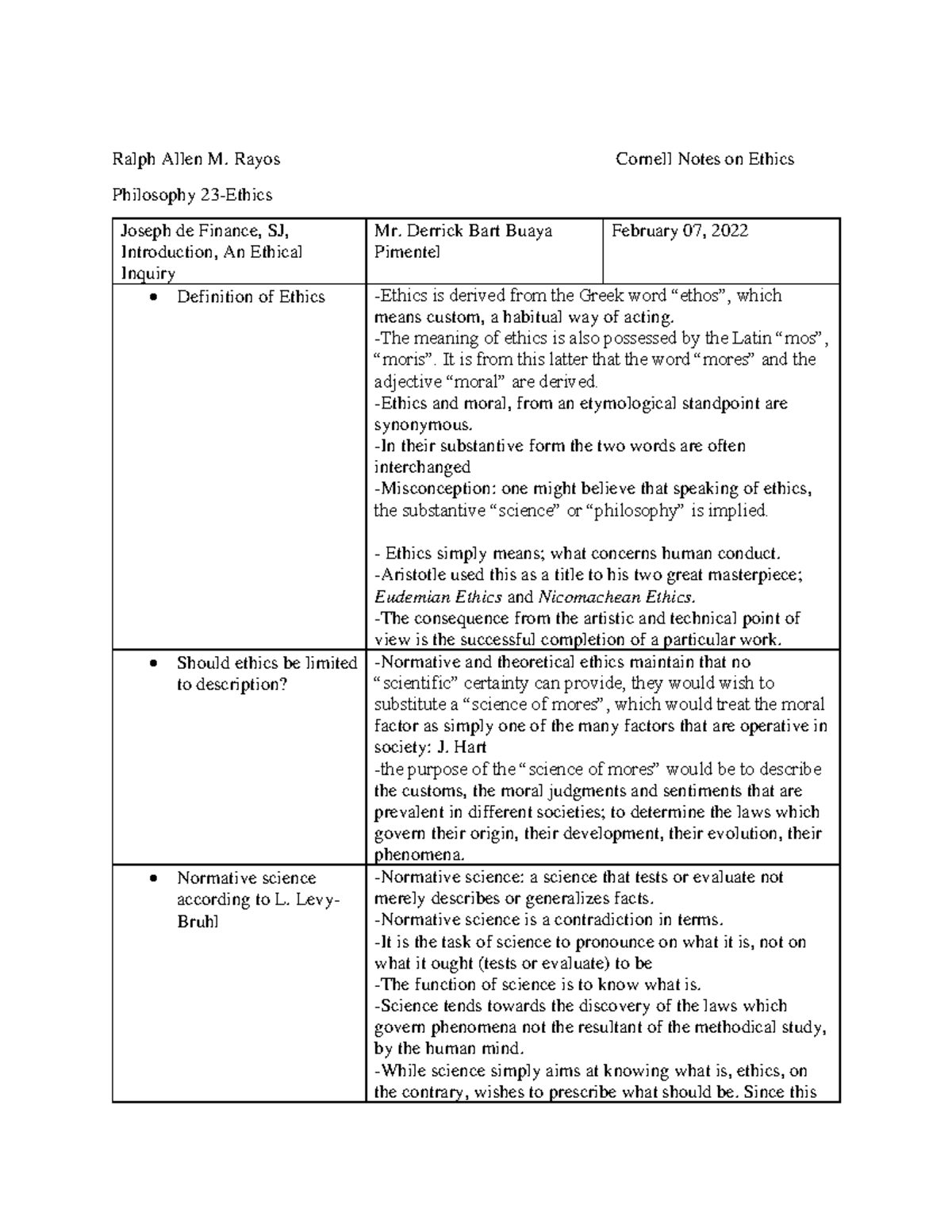 Philo 23 Cornel Noteson Article Review Rayos - Ralph Allen M. Rayos ...