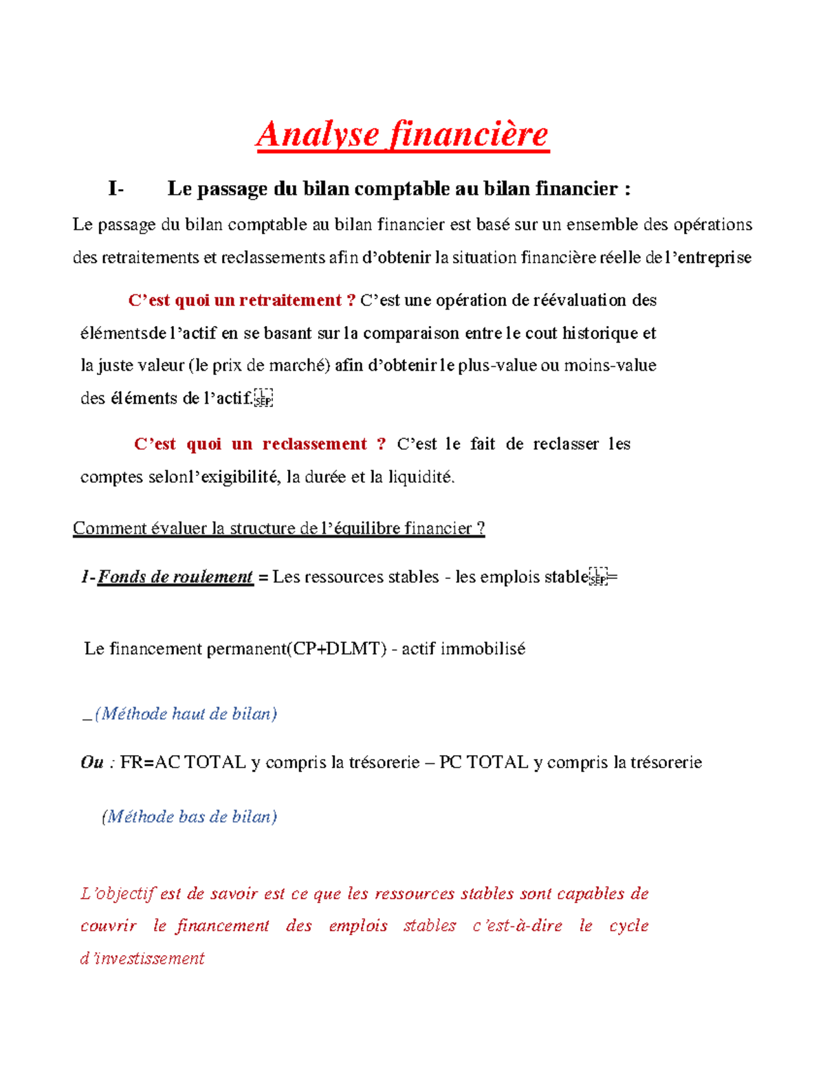 Analyse financière-Le passage du bilan comptable au bilan financier - C ...