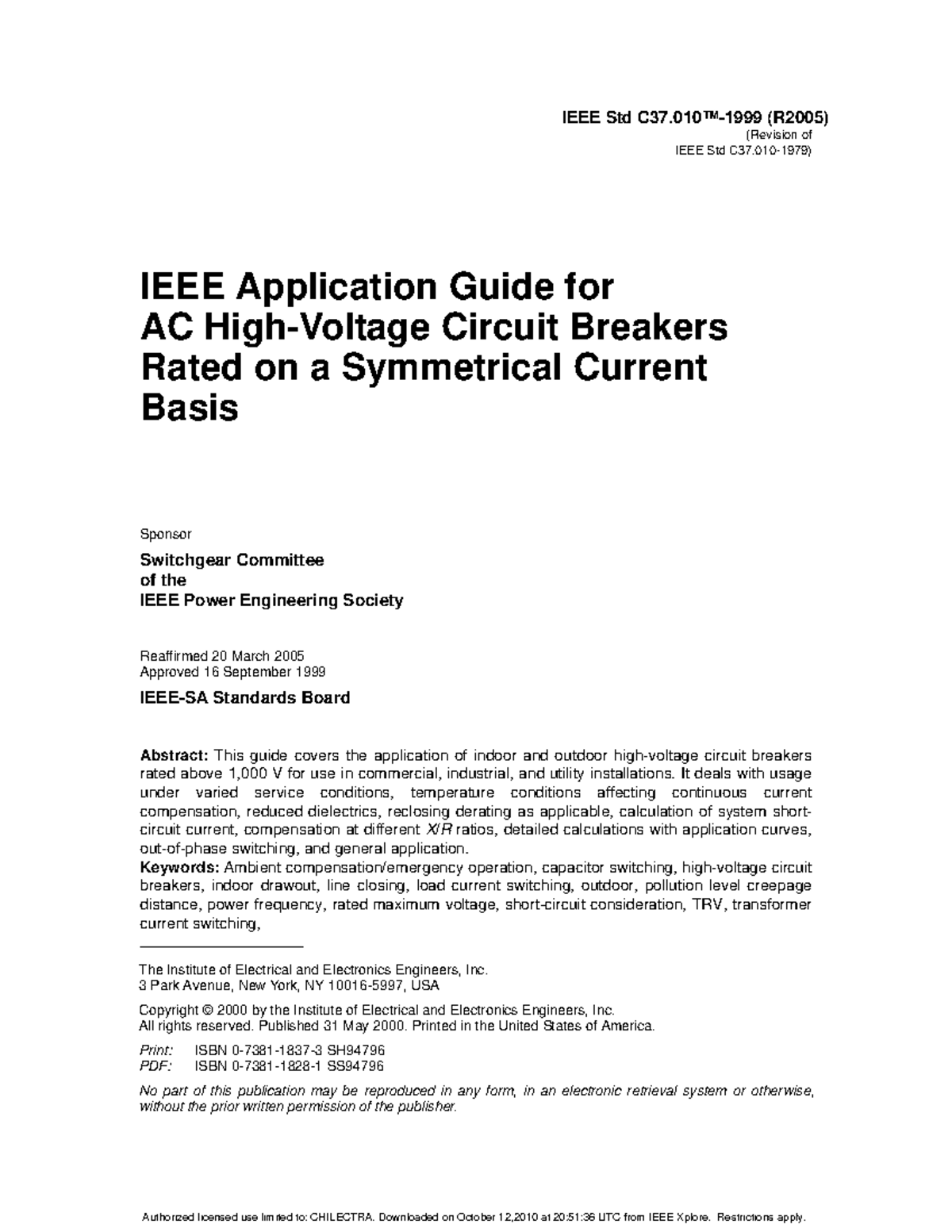 IEEE-Std-C37 - electricidad - The Institute of Electrical and Electronics Engineers, Inc. 3 Park ...