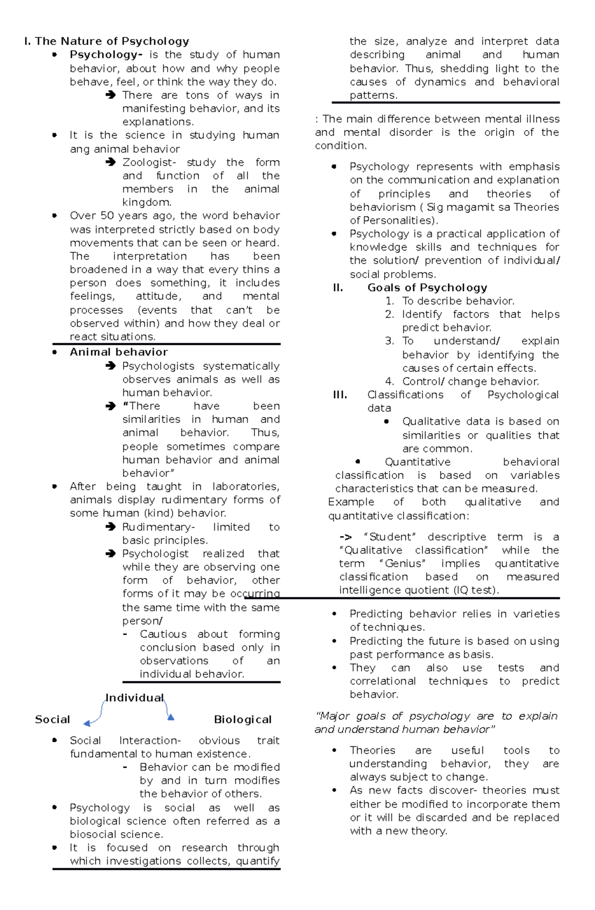 General Psych. notes part 1 - I. The Nature of Psychology Psychology ...