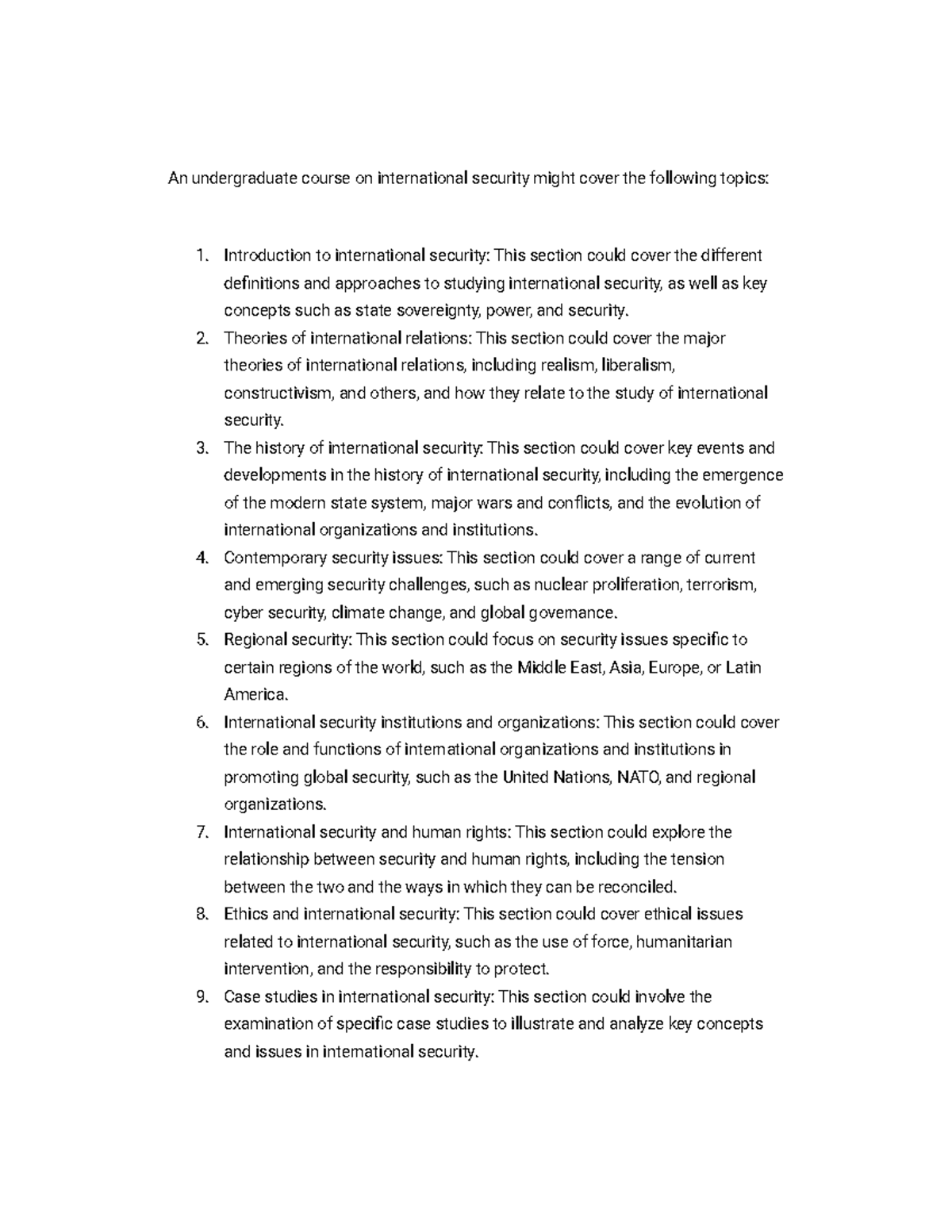 Intro to Int Sec Outline - An undergraduate course on international ...