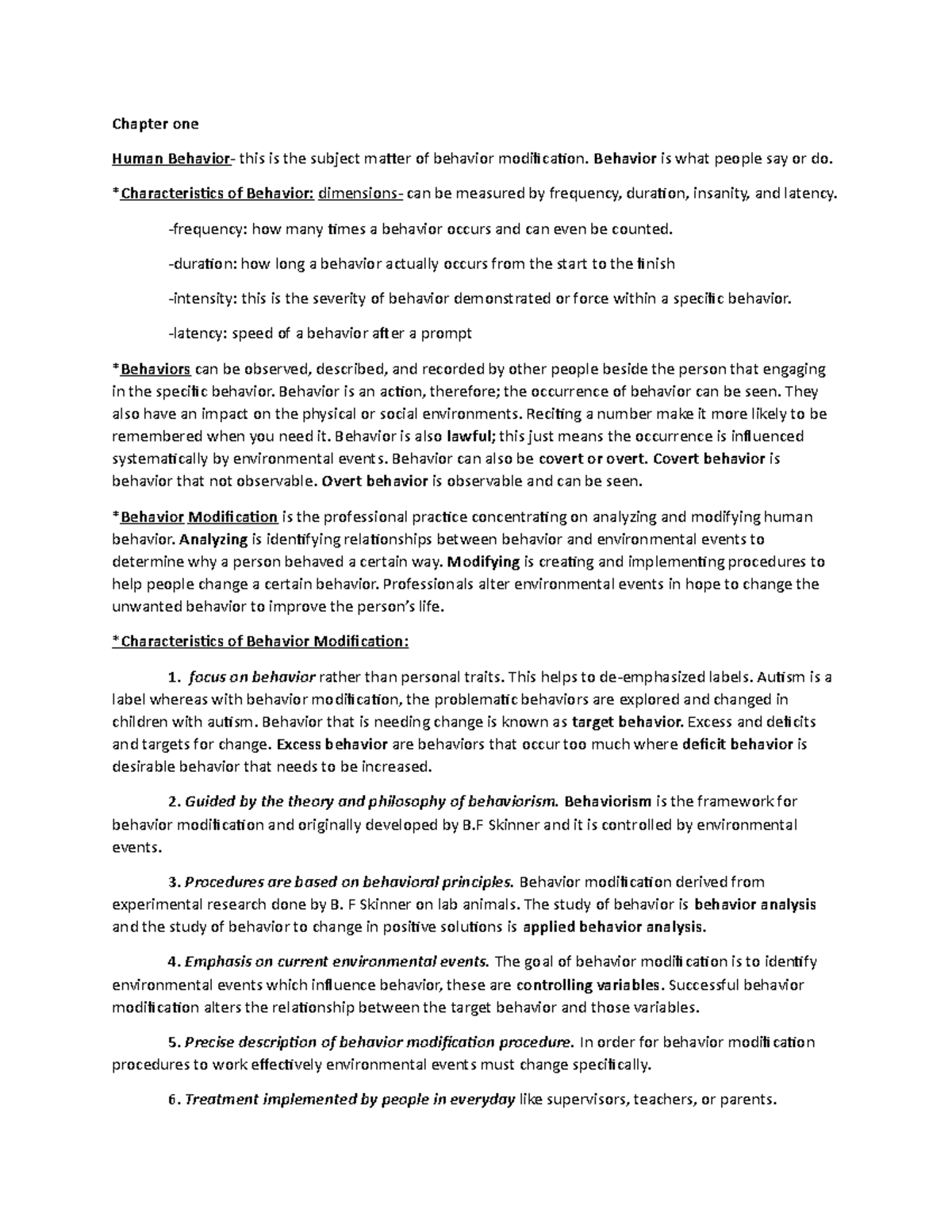 Chapter one applied behavior analysis - Chapter one Human Behavior ...