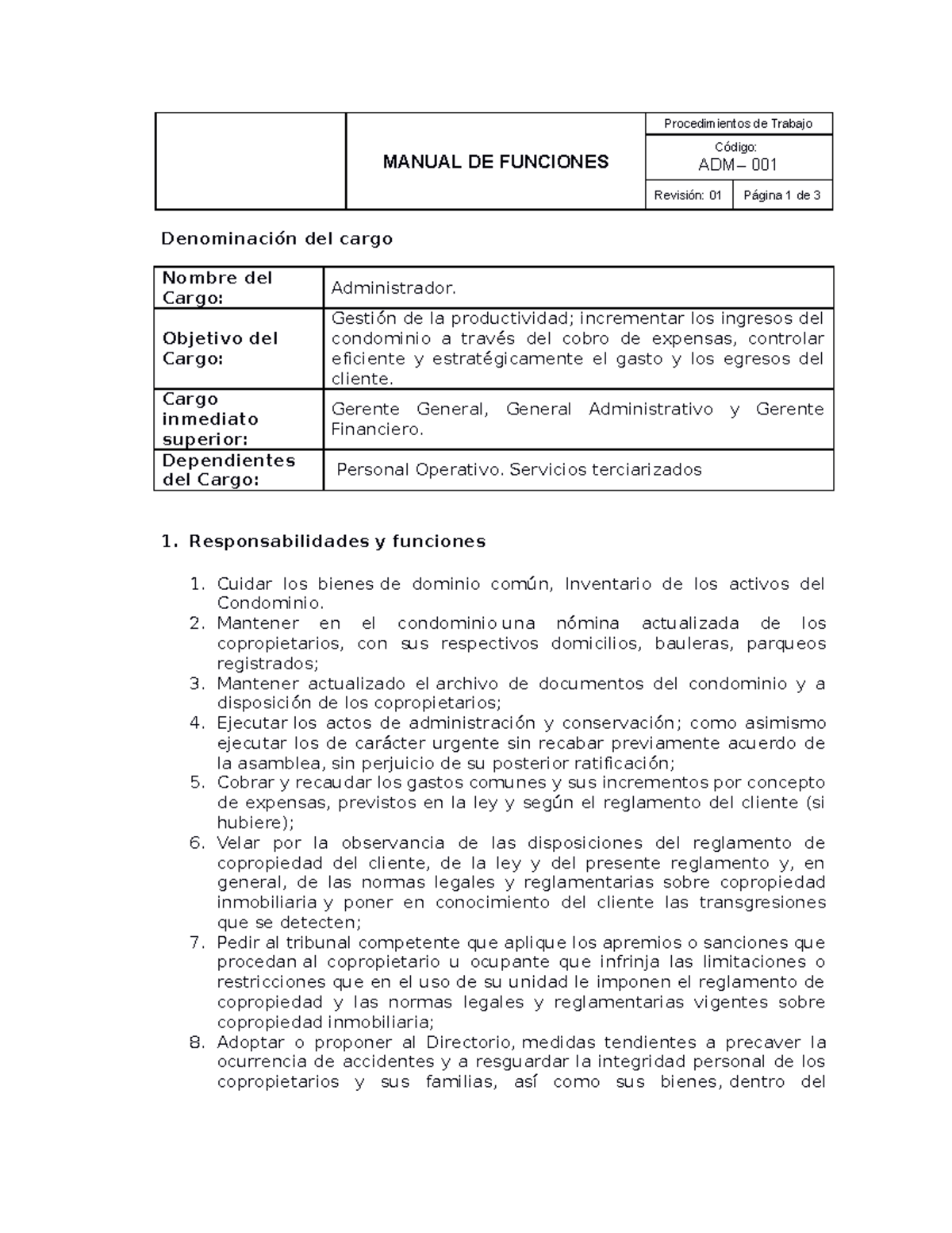 Manual DE Funciones Administracion ( Ejemplo) - MANUAL DE FUNCIONES ...