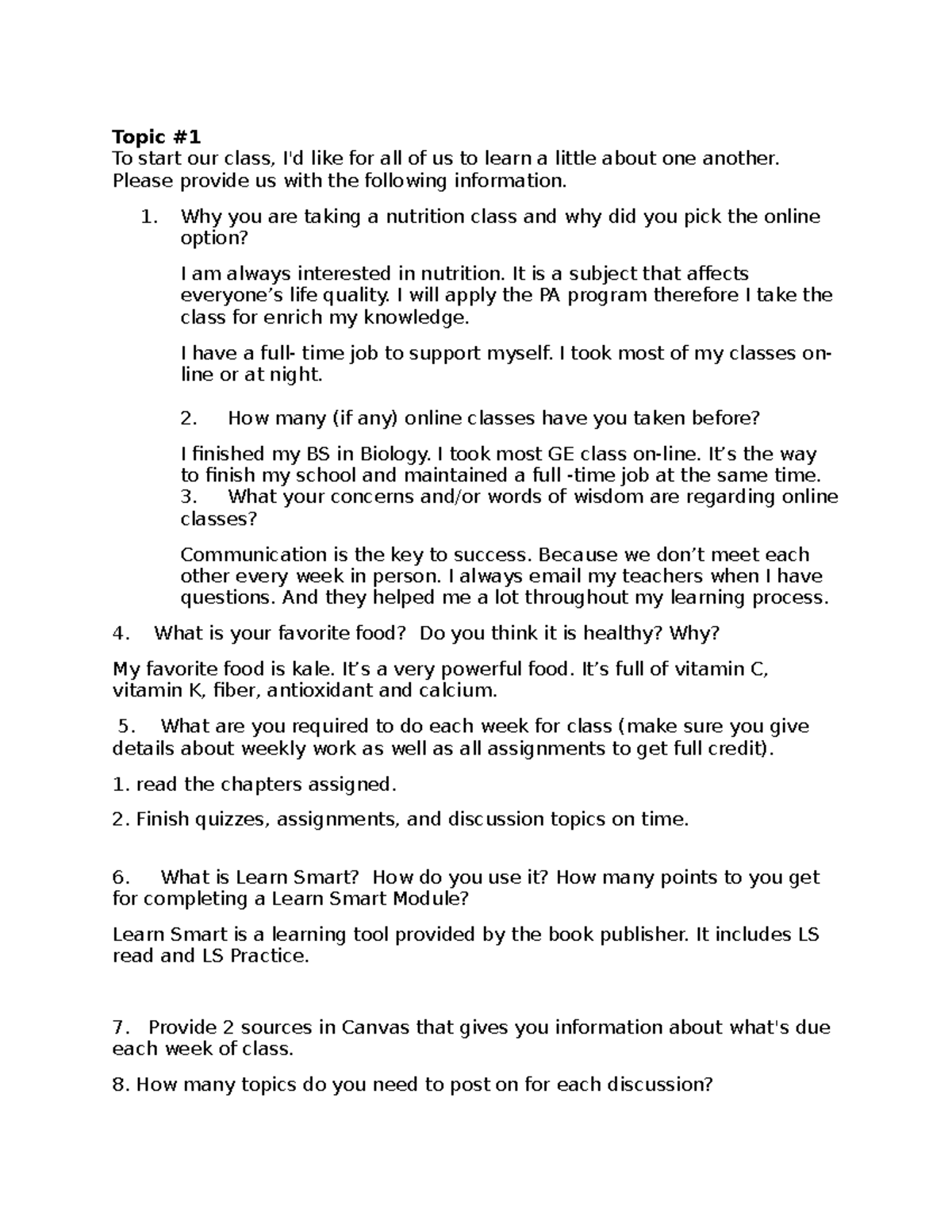 Topic - Study material - Topic # To start our class, I'd like for all ...