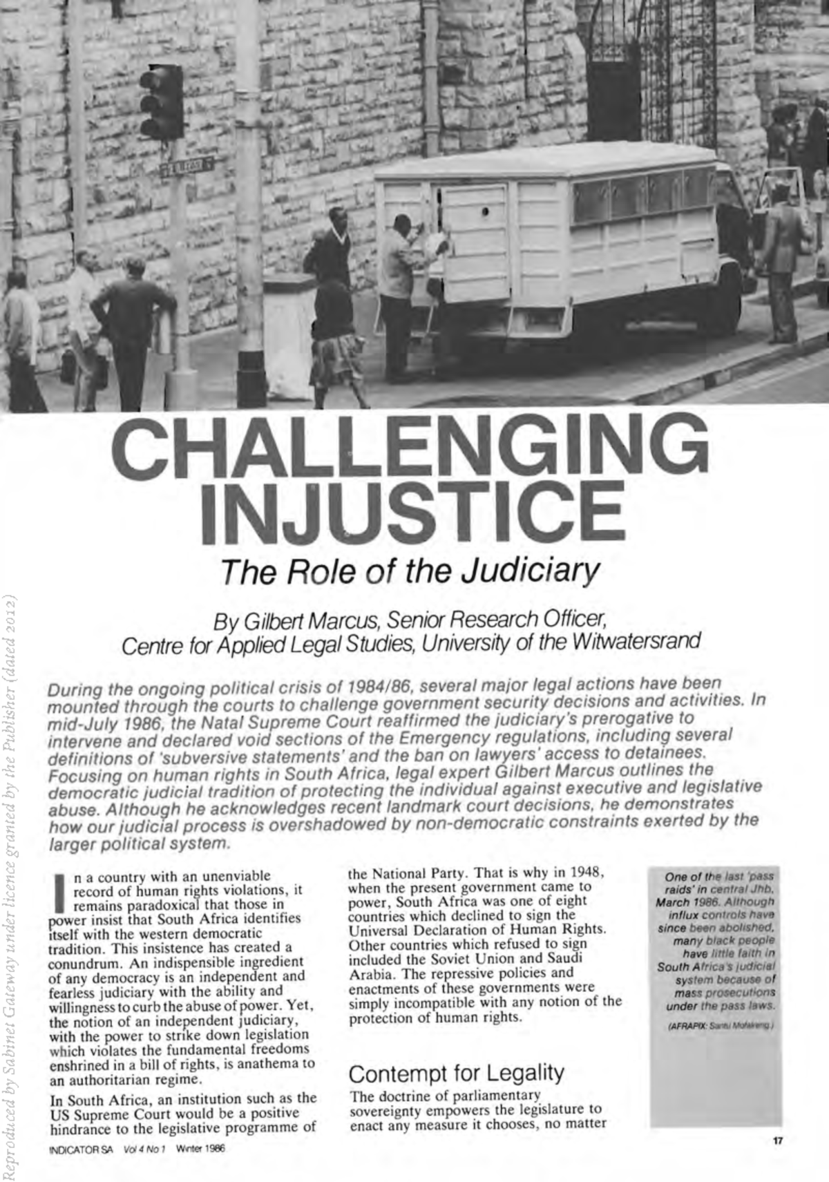 Challenging Injustice - The Role of the Judiciary By Gilbert Marcus ...