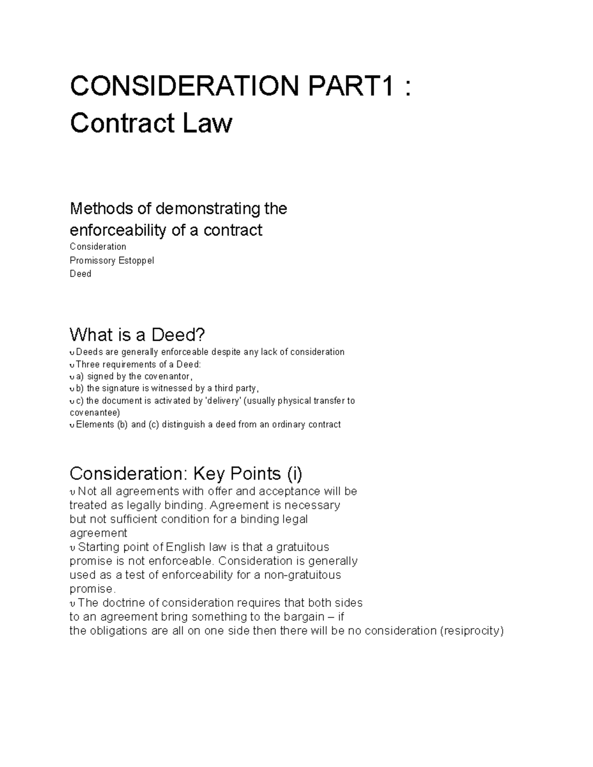 Consideration PART1 ( Contract LAW) - CONSIDERATION PART1 : Contract ...