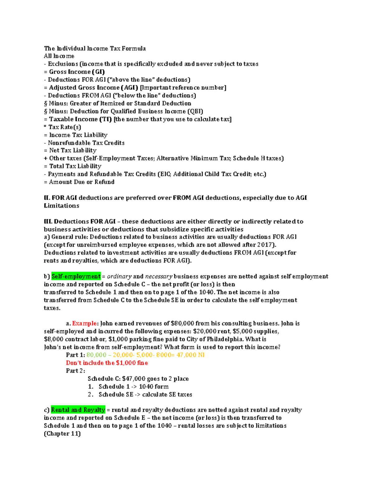 Acct 413 Chapter 6 Notes The Indvidiual Income Tax Formula - The ...