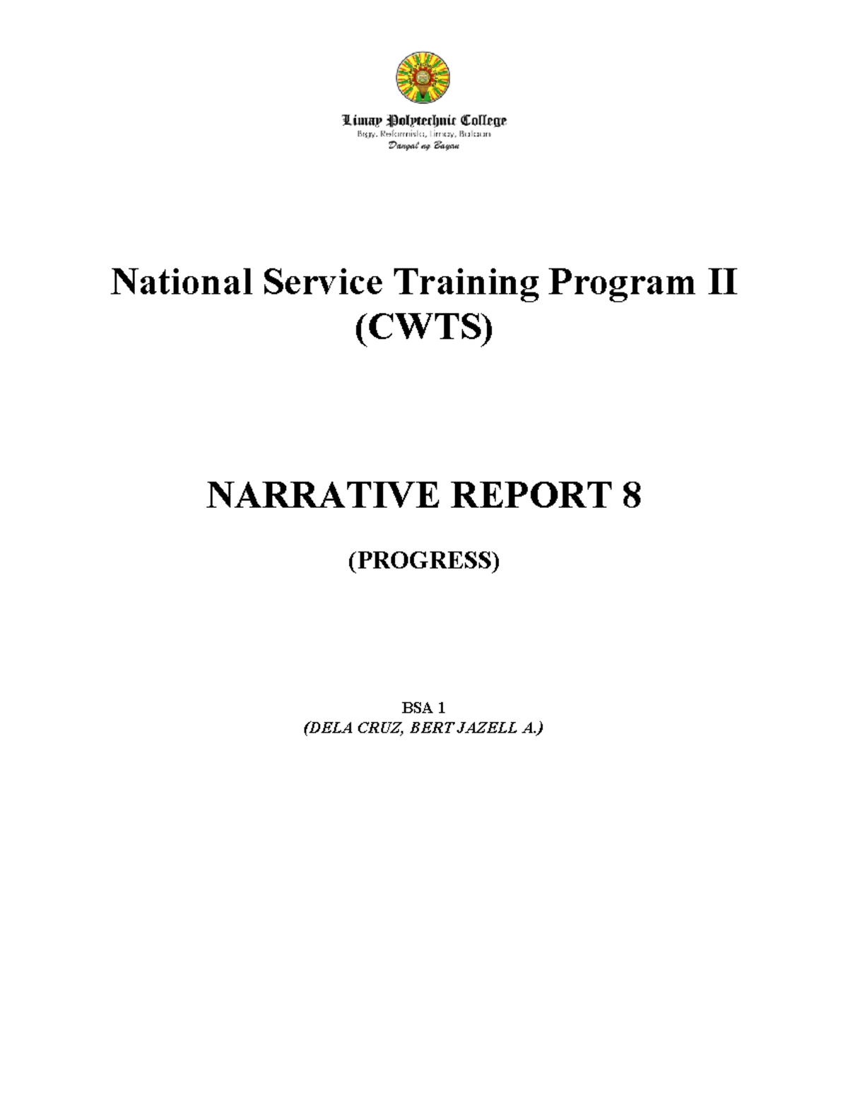 Narrative- Report- Format - Intermediate Accounting - National Service ...