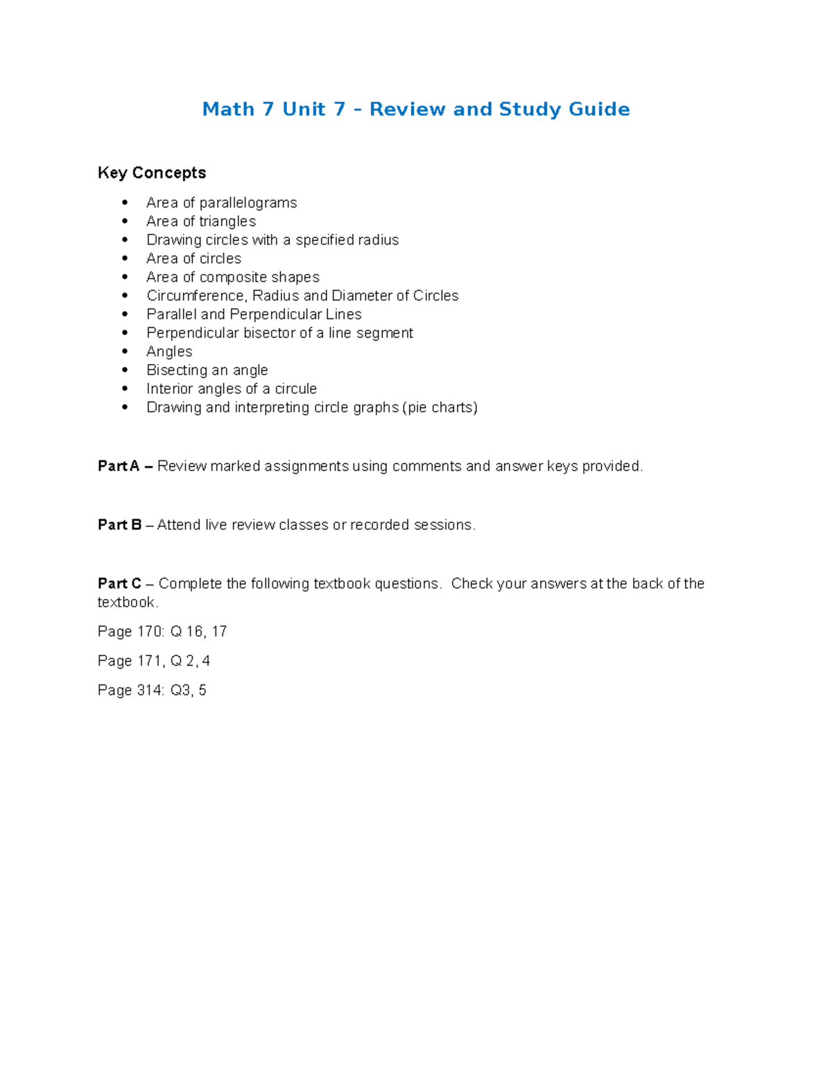 Ma7U7-Review and Study Guide - Math 7 Unit 7 – Review and Study Guide ...