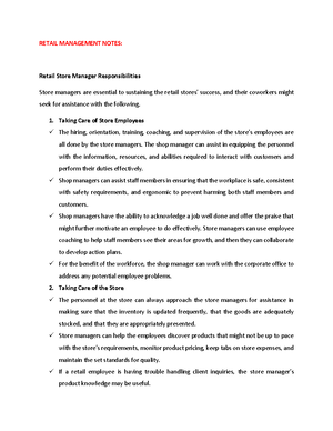 Retail Management - RETAIL MANAGEMENT NOTES: Product knowledge You'll ...
