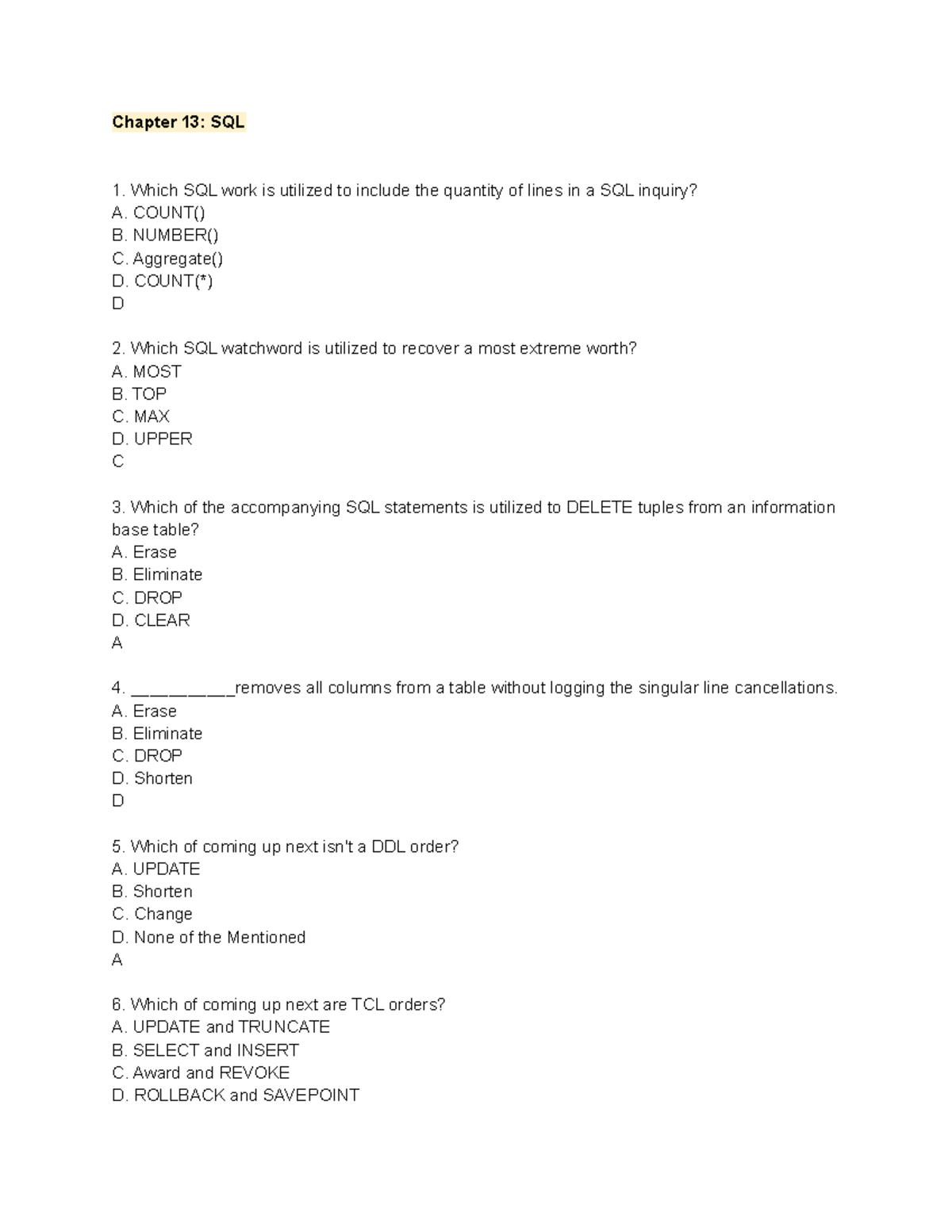 Chapter 13 SQL - These are my practice materials for Computer Programming. Hope it helps ...
