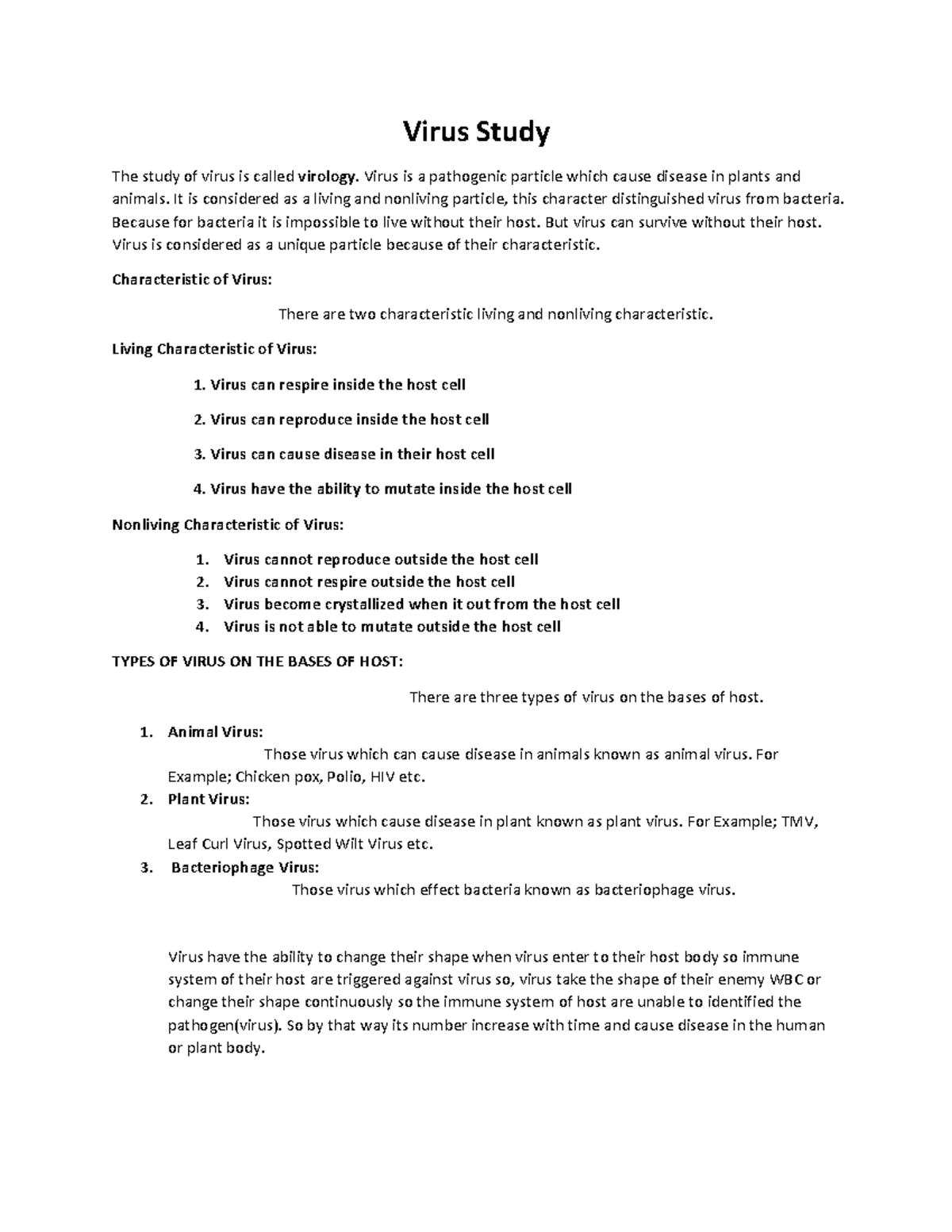 Virus Study - Virology - Virus Study The study of virus is called ...