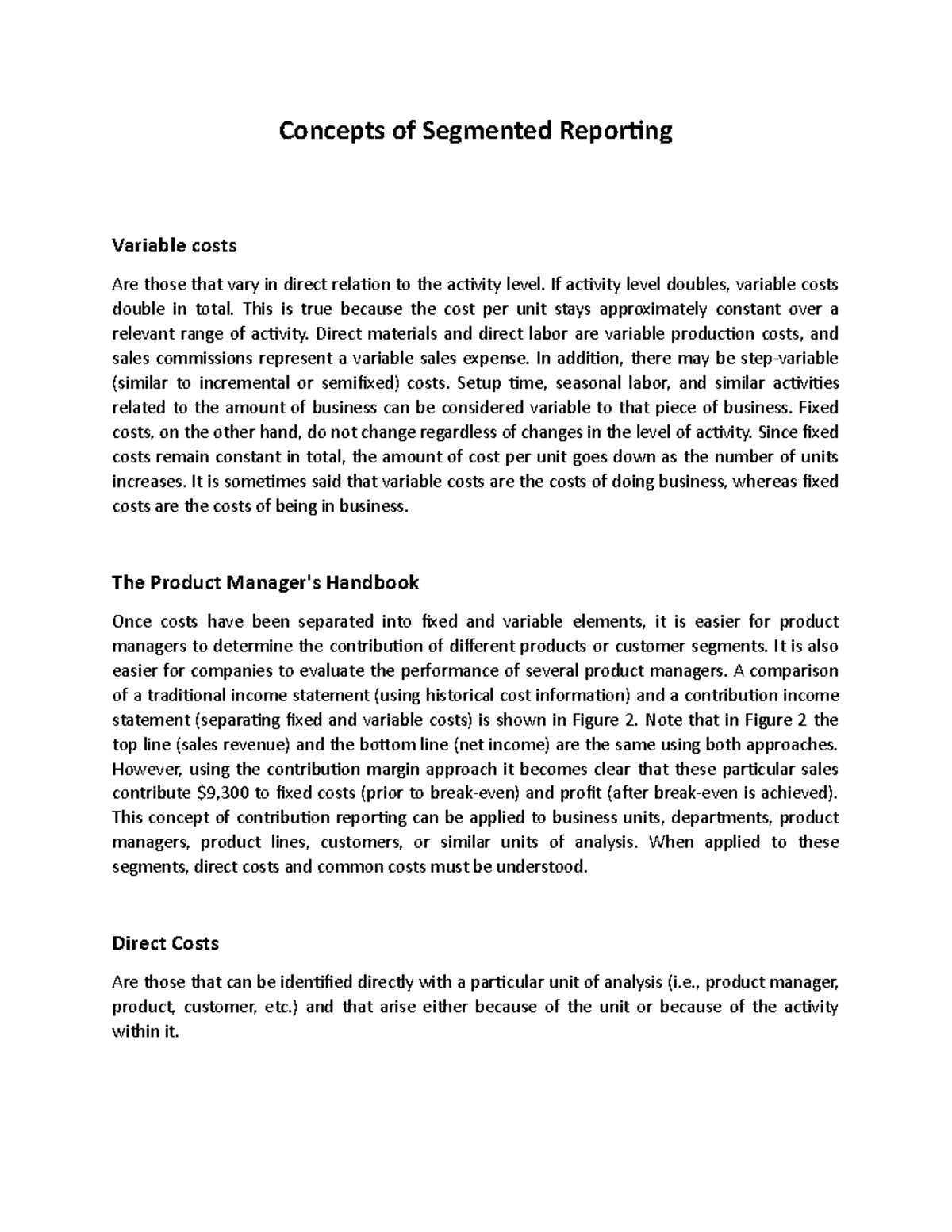 Concepts of Segmented Reporting - Concepts of Segmented Reporting ...
