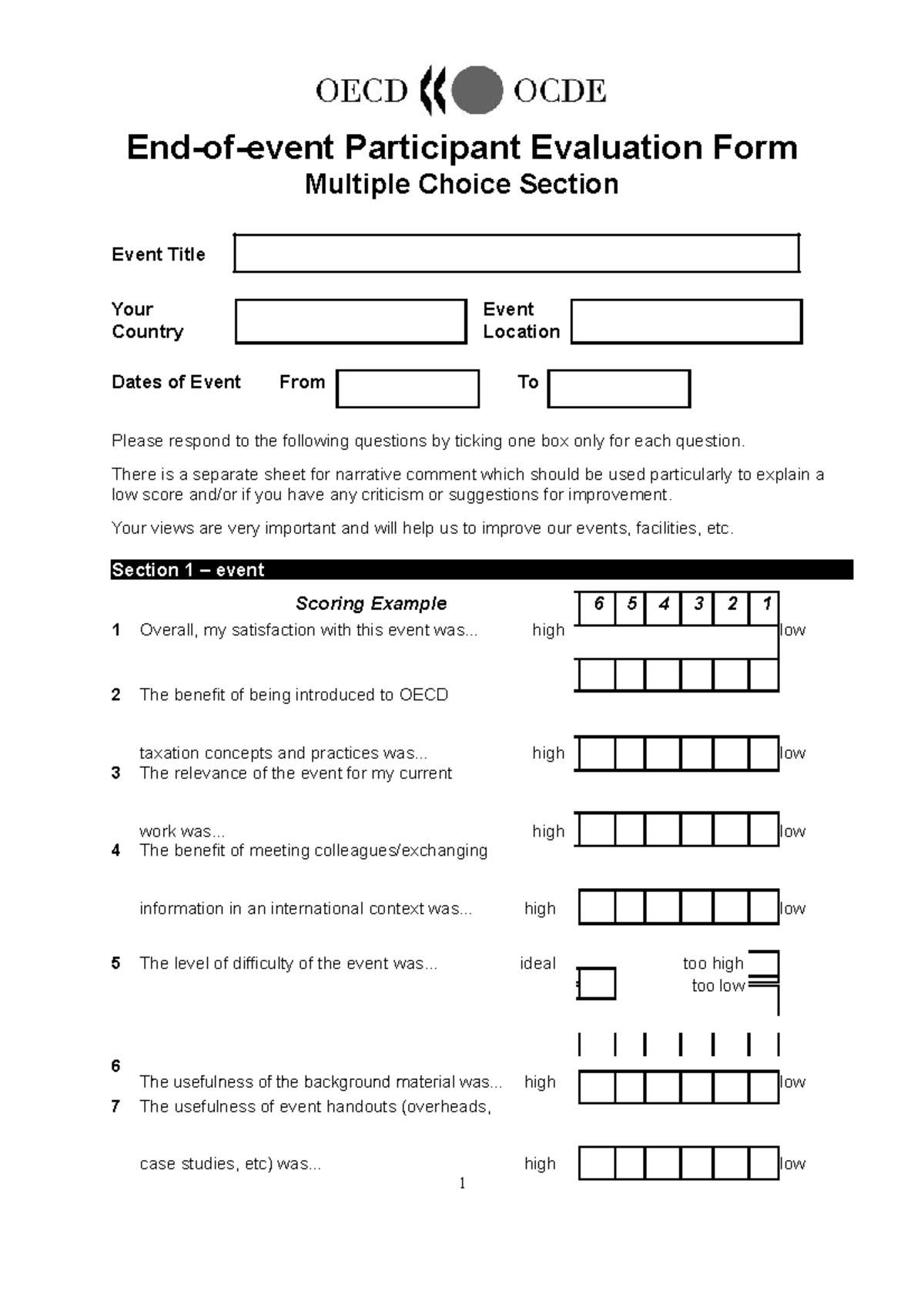 End Of Event Participant Evaluation Form - End-of-event Participant ...