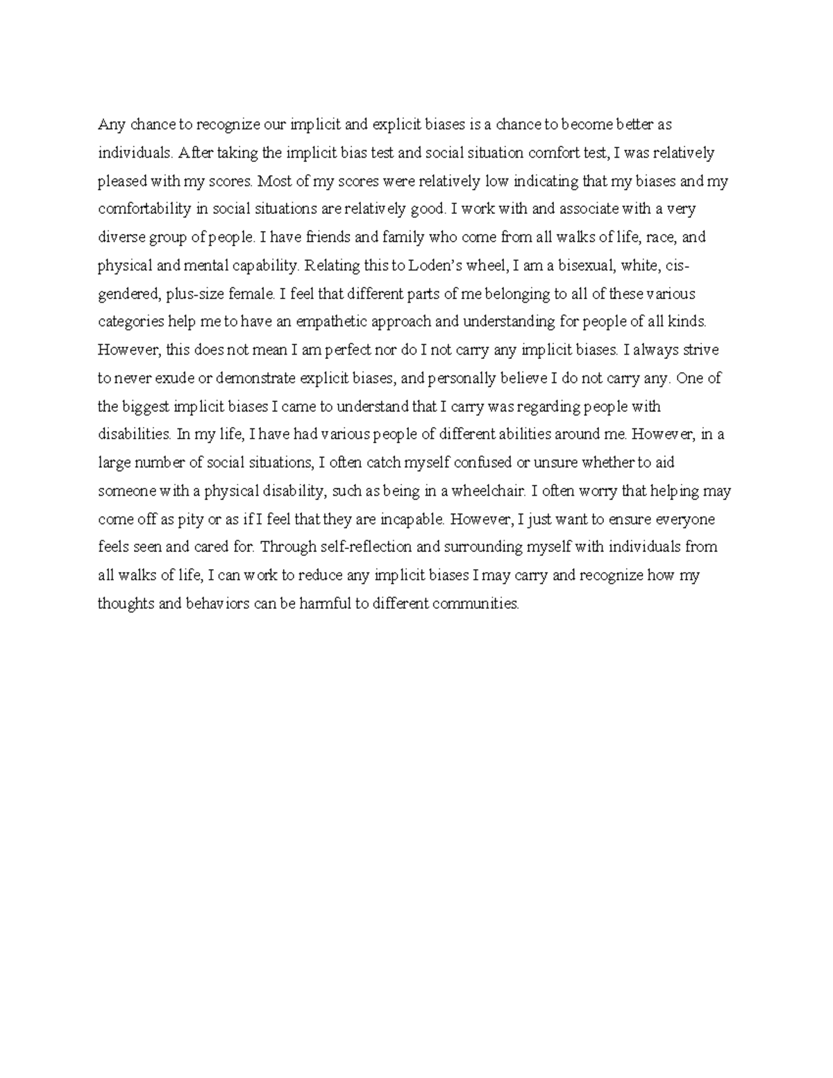 CJ 120 Module Four Journal - Any chance to recognize our implicit and ...