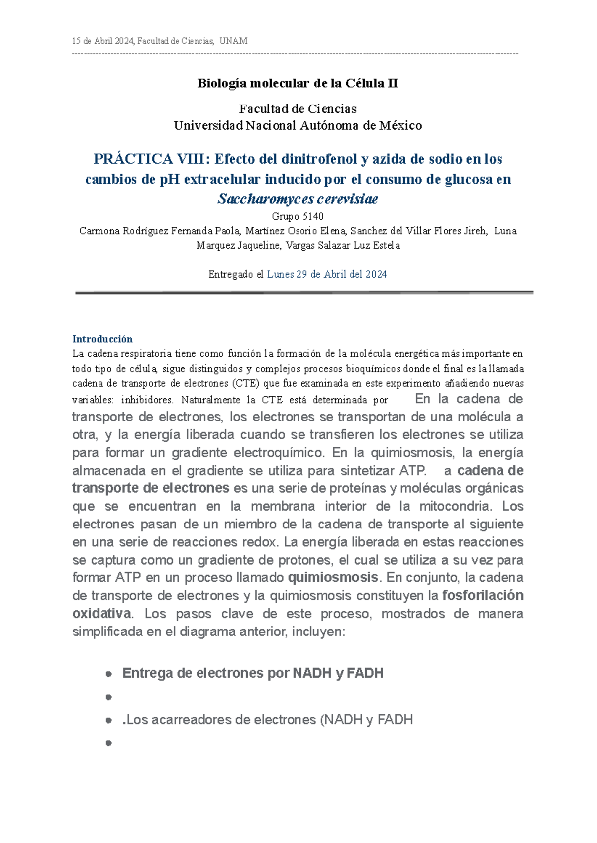 Practica 8- Efecto del dinitrofenol y azida de sodio en los cambios de ...