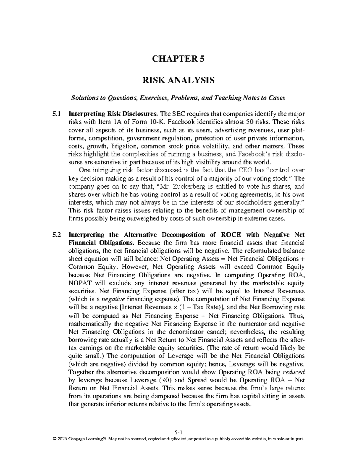 22176 ch05 p001-030 Final - 5- RISK ANALYSIS Solutions to Questions, Exercises, Problems, and ...