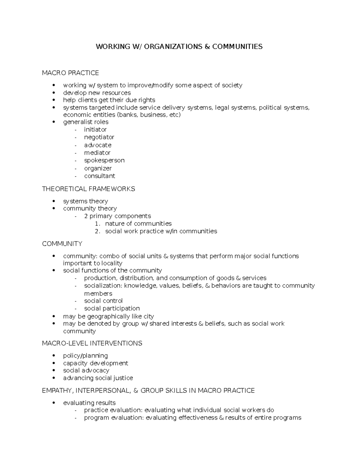 Working with Organizations and Communities - WORKING W/ ORGANIZATIONS ...