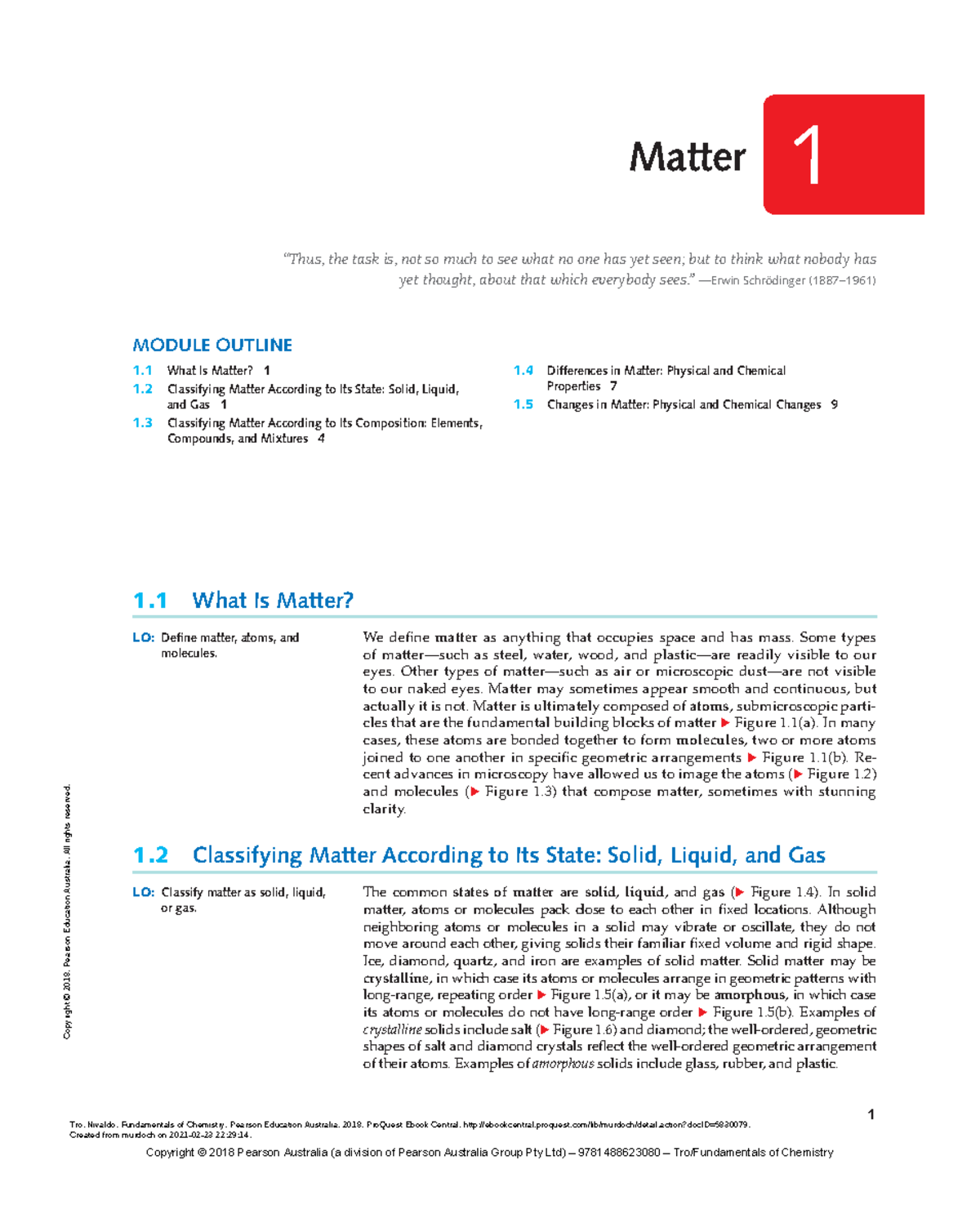 Fundamentals of Chemistry - (1. Matter ) - 1 MODULE OUTLINE 1 What Is ...