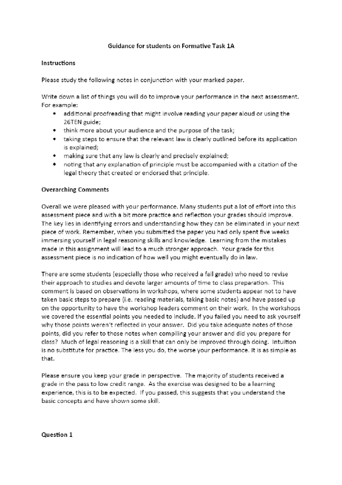 Guidance on Formative Task 1A - LAW255 - Studocu
