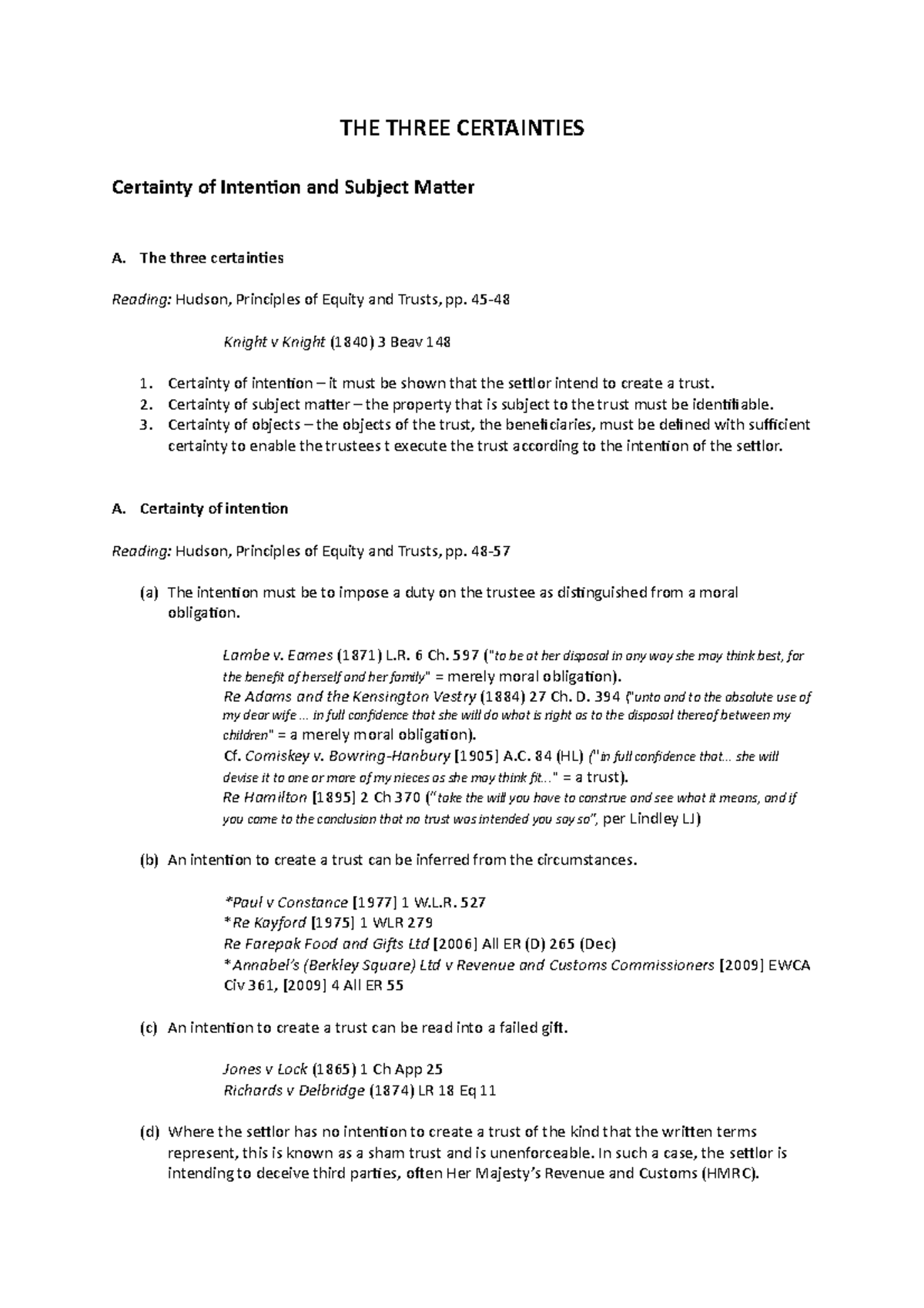 THE Three Certainties - Lecture notes 1-10 - THE THREE CERTAINTIES ...