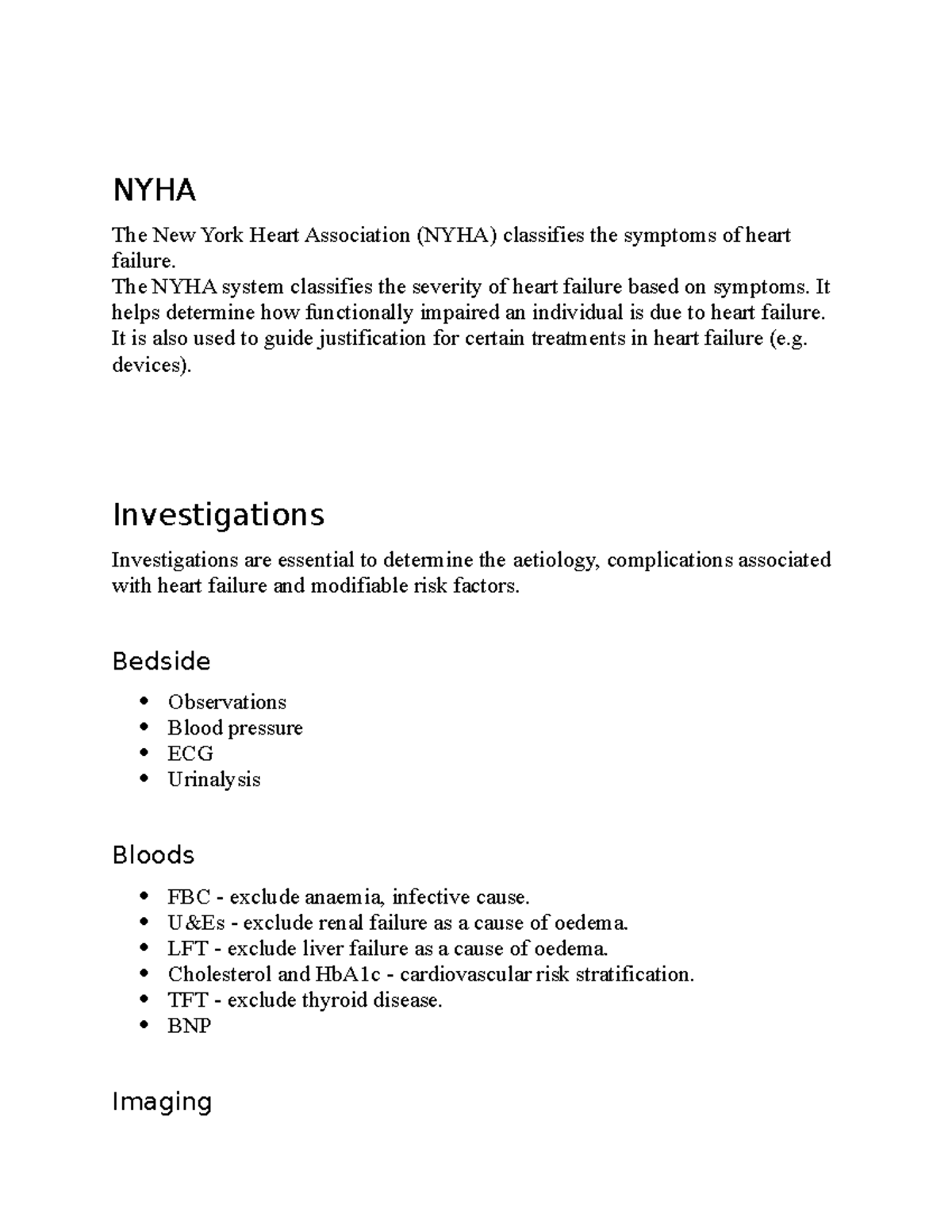NYHA heart failure - Lecture notes 1 - NYHA The New York Heart ...