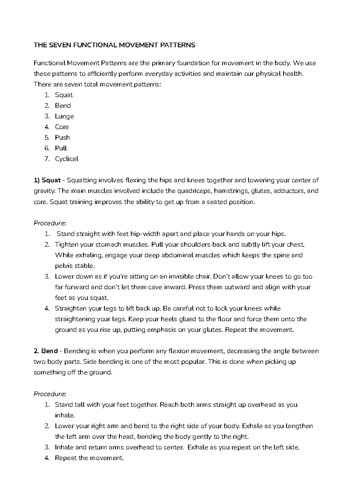 THE Seven Functional Movement Patterns - THE SEVEN FUNCTIONAL MOVEMENT ...