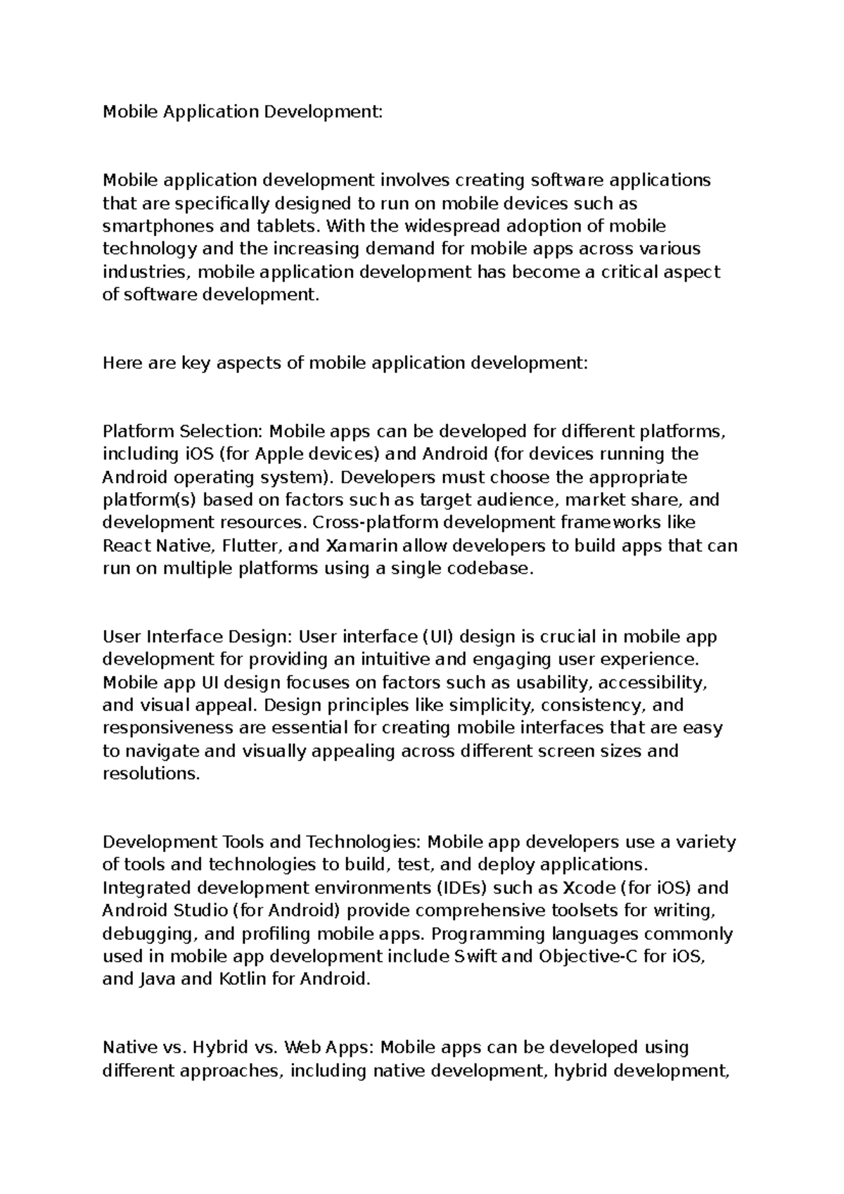 Mobile Application Development Mobile Application Development Mobile