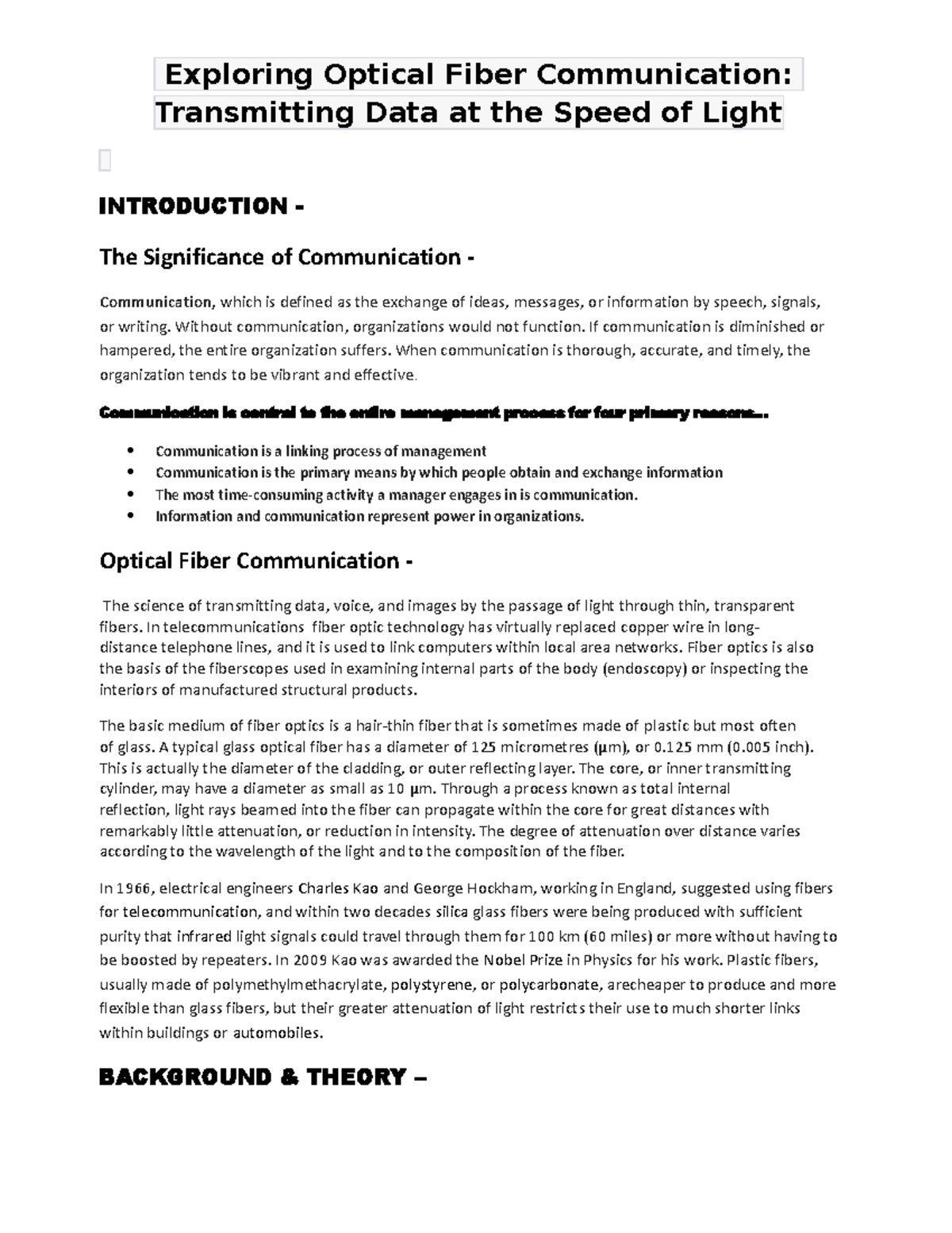 Ayush physics - IVESTIGATORY PROJECT ON OPTICAL FIBER - Exploring ...