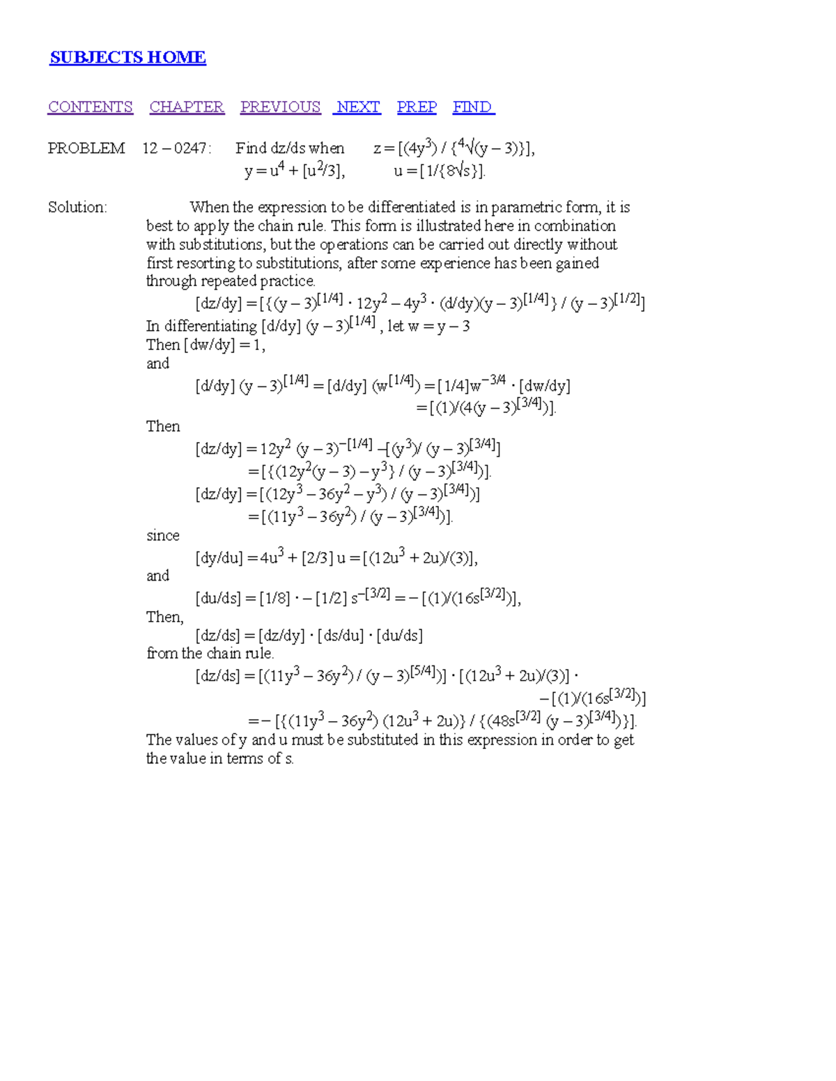 Calculus Problems and Solutions 247 - SUBJECTS HOME CONTENTS CHAPTER ...