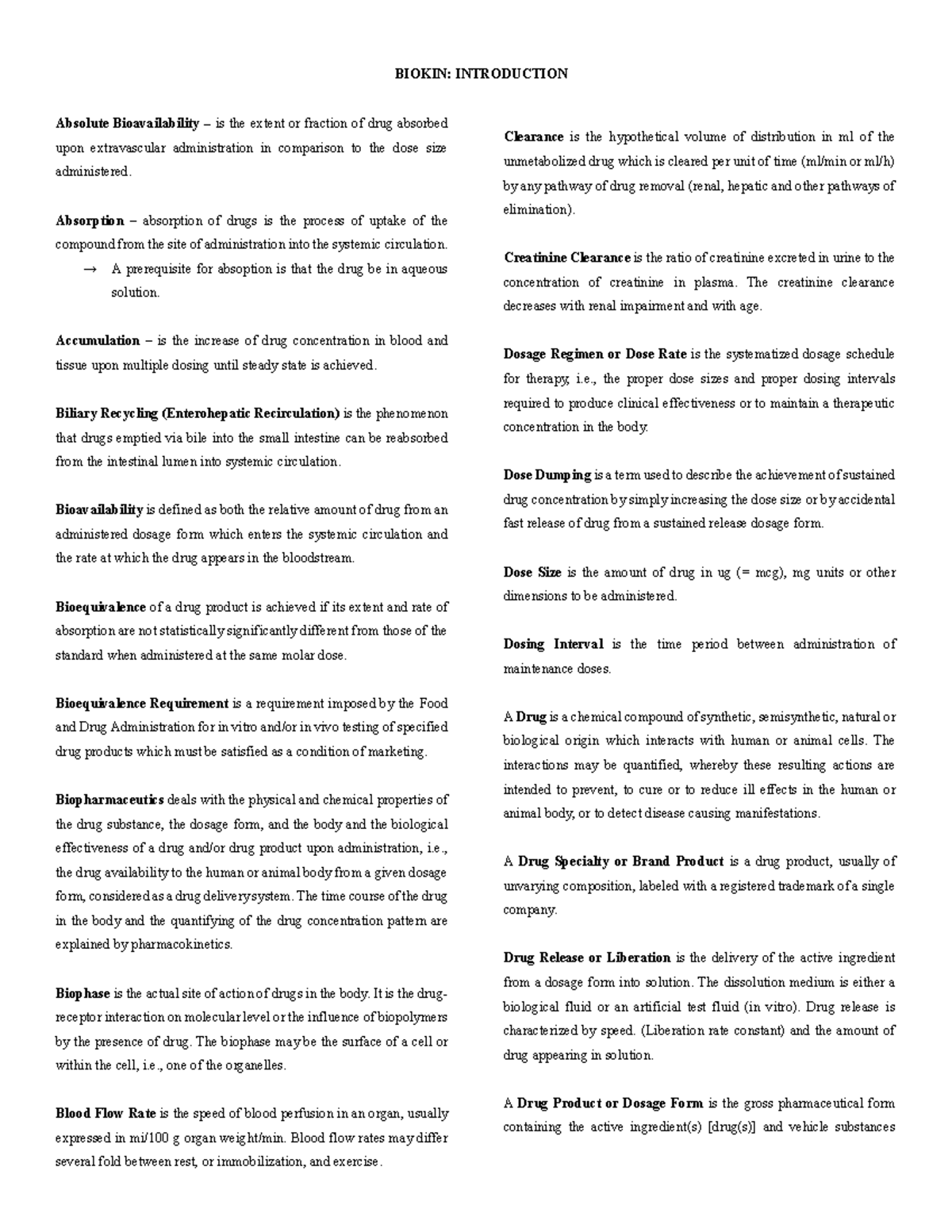 Biokin- Intro - Absolute Bioavailability – is the extent or fraction of ...