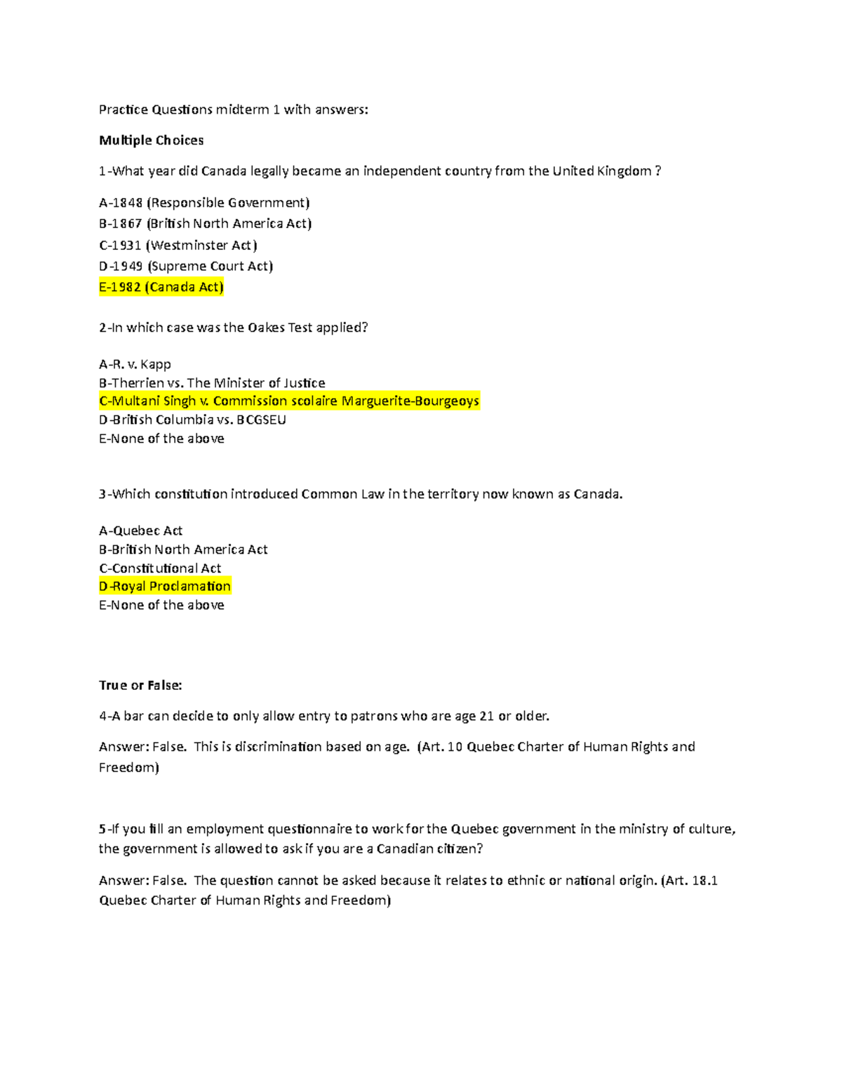 Practice Questions midterm 1 with answers - Practice Questions midterm 1 with answers: Multiple ...