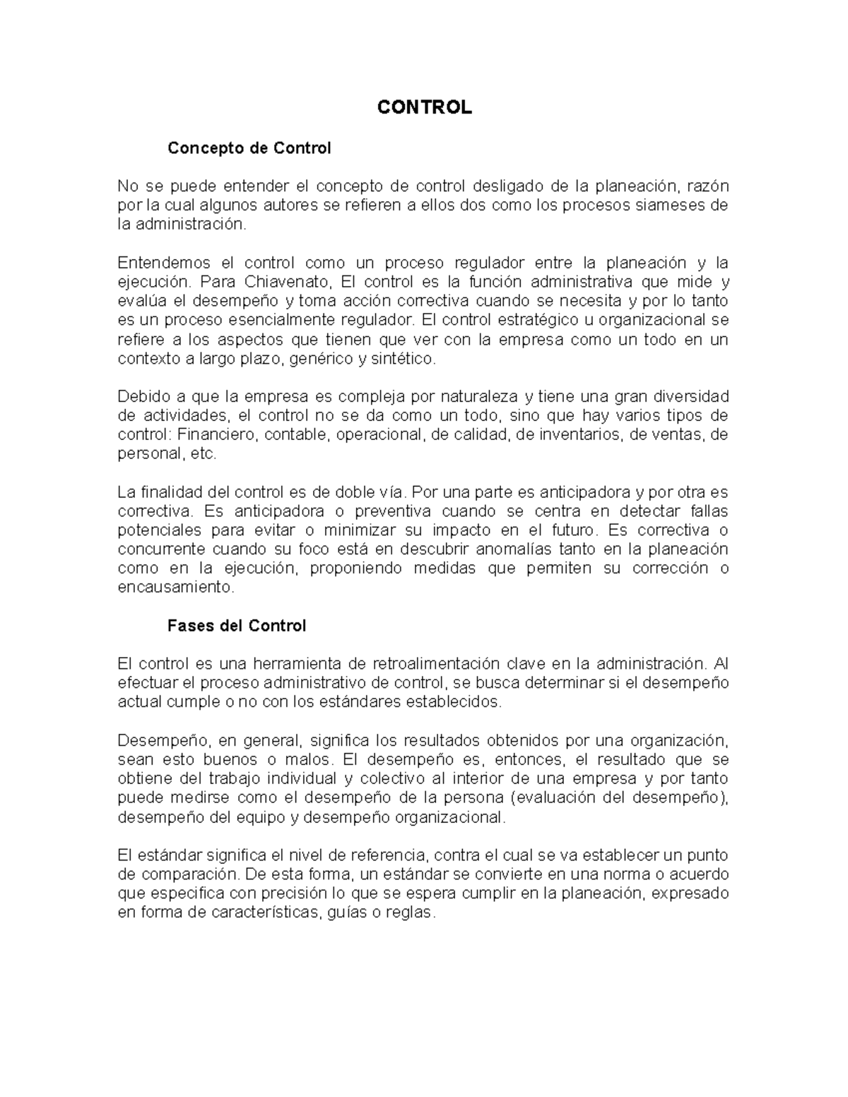 Control Administratvio - CONTROL Concepto de Control No se puede ...