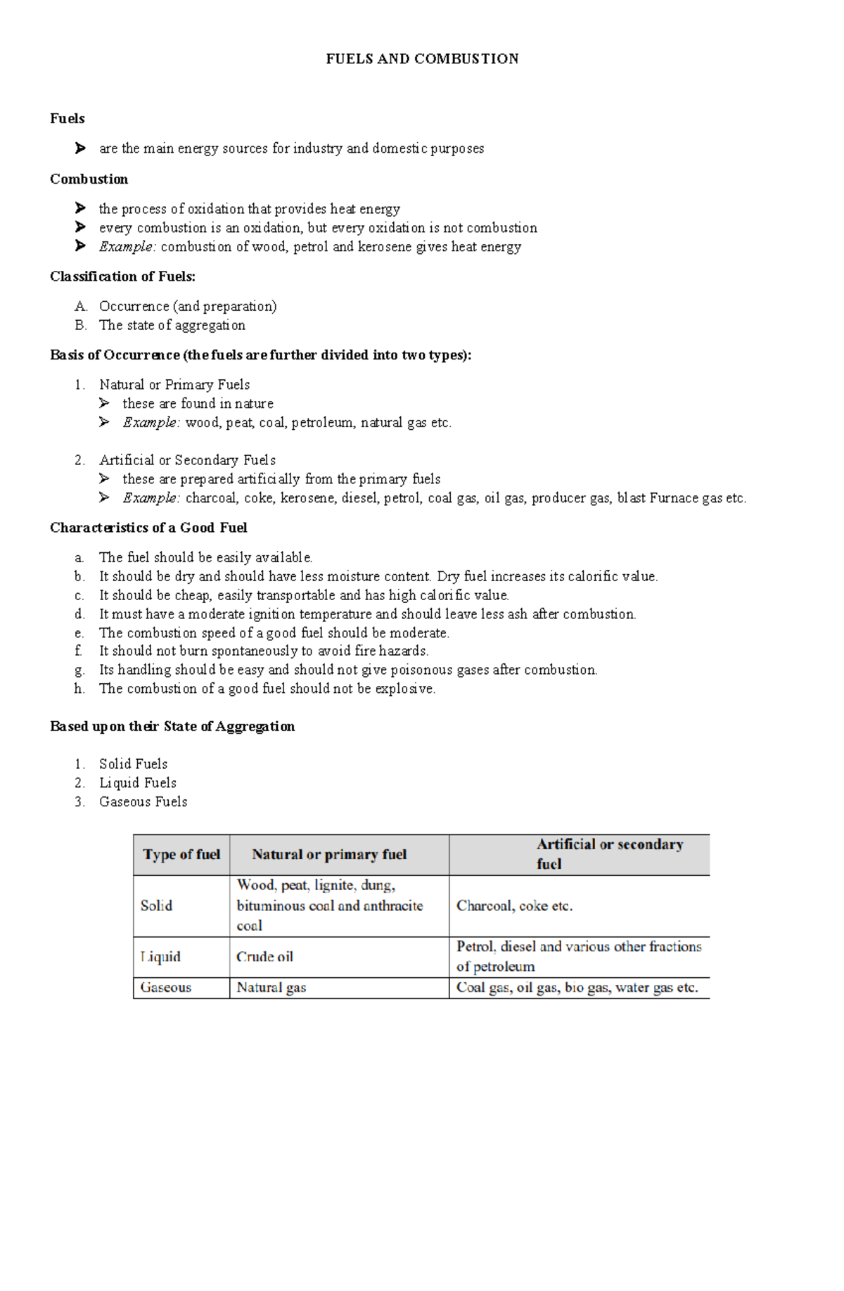 Fuels AND Combustion - FUELS AND COMBUSTION Fuels are the main energy ...