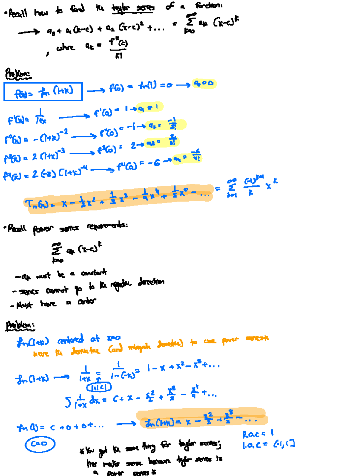 Math 0100-More Problems on Series - Recall how to find the taylor ...