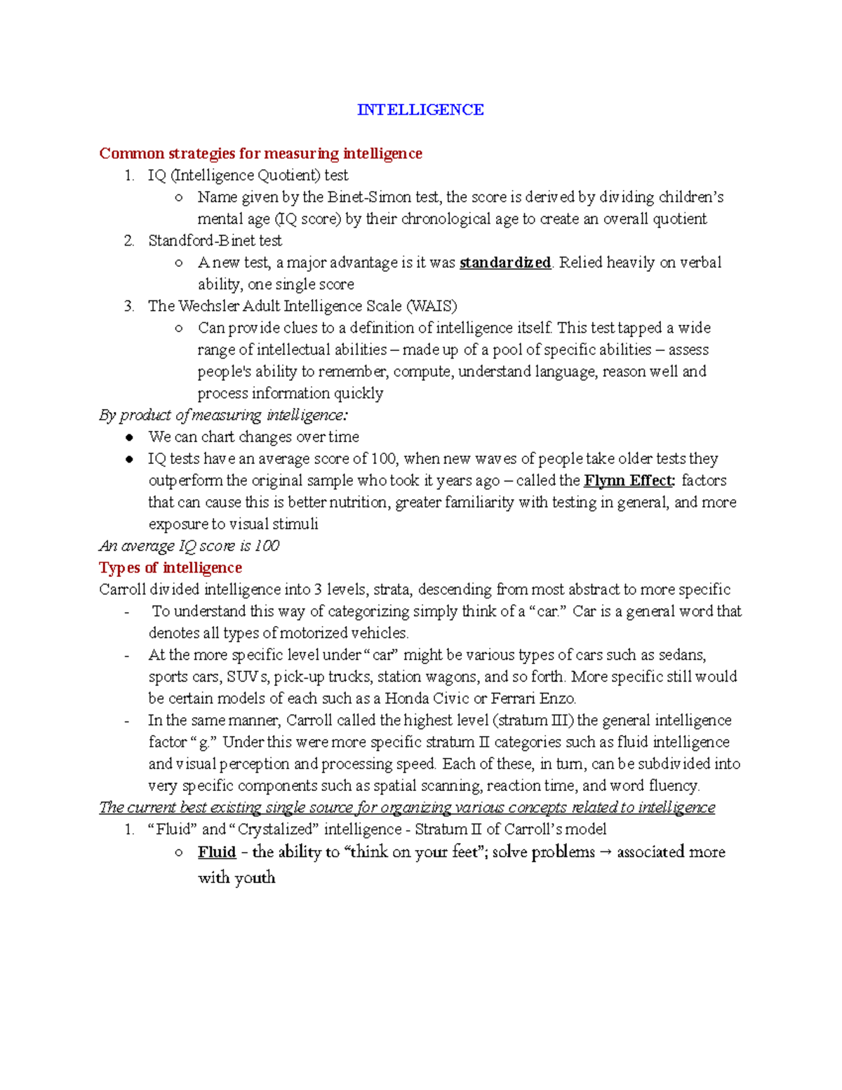 Reading #16 Reading - INTELLIGENCE Common strategies for measuring ...