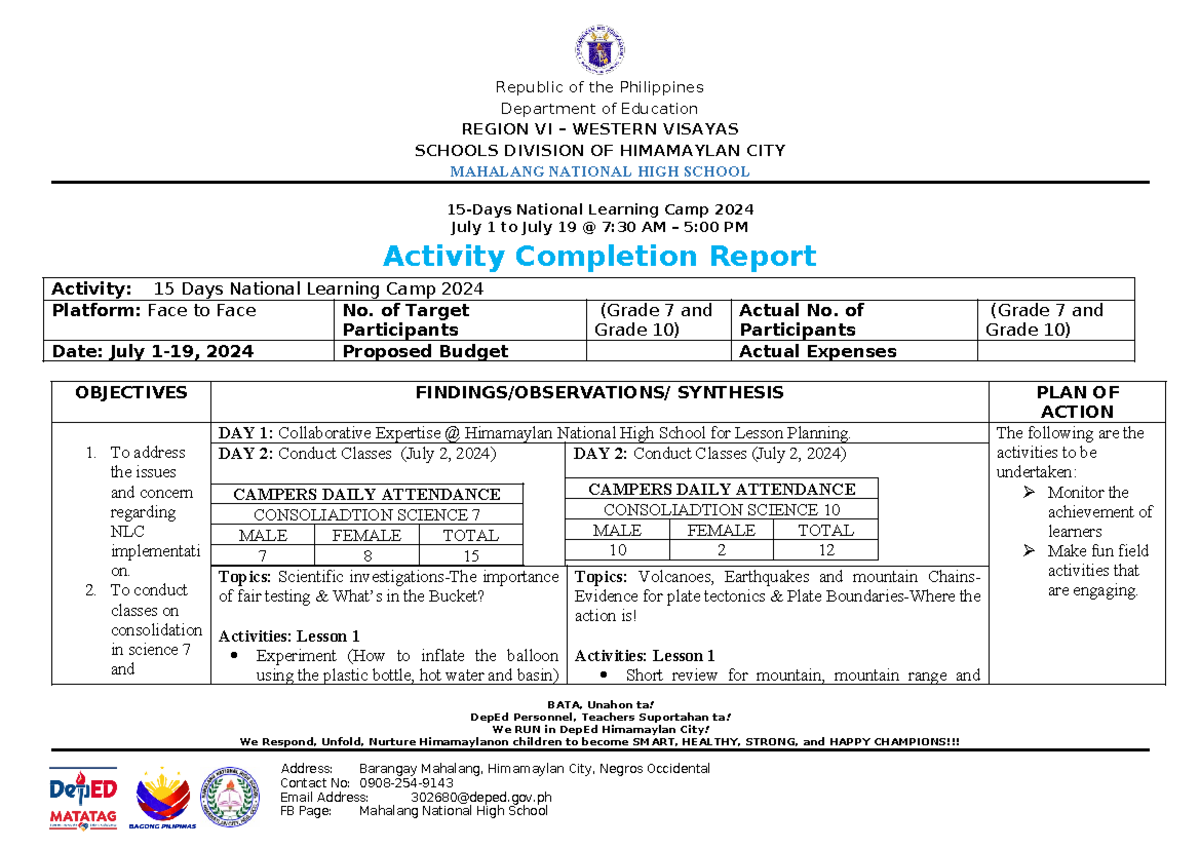 NLC-ACR 2024 - NLC Accomplishment report - Department of Education ...