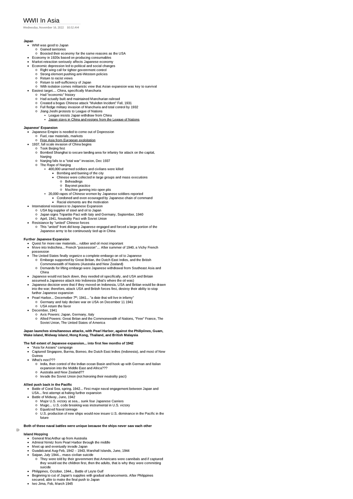 WWII in Asia - The second world war in Asia - WWII In Asia Wednesday ...