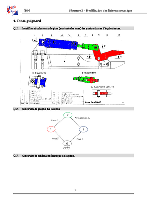 TD modélisation des liaisons mécaniques - Modélisation des liaisons et schéma cinématique 1 ...