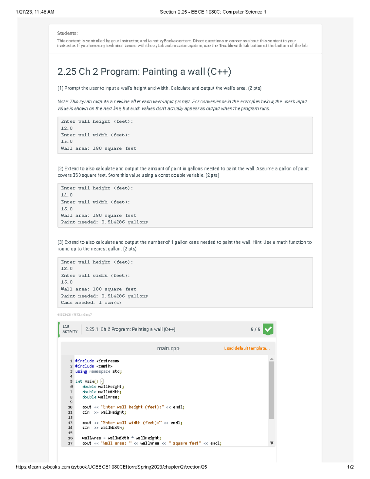 Section 2.25 - EECE 1080C Computer Science 1 - 1/27/23, 11:48 AM ...