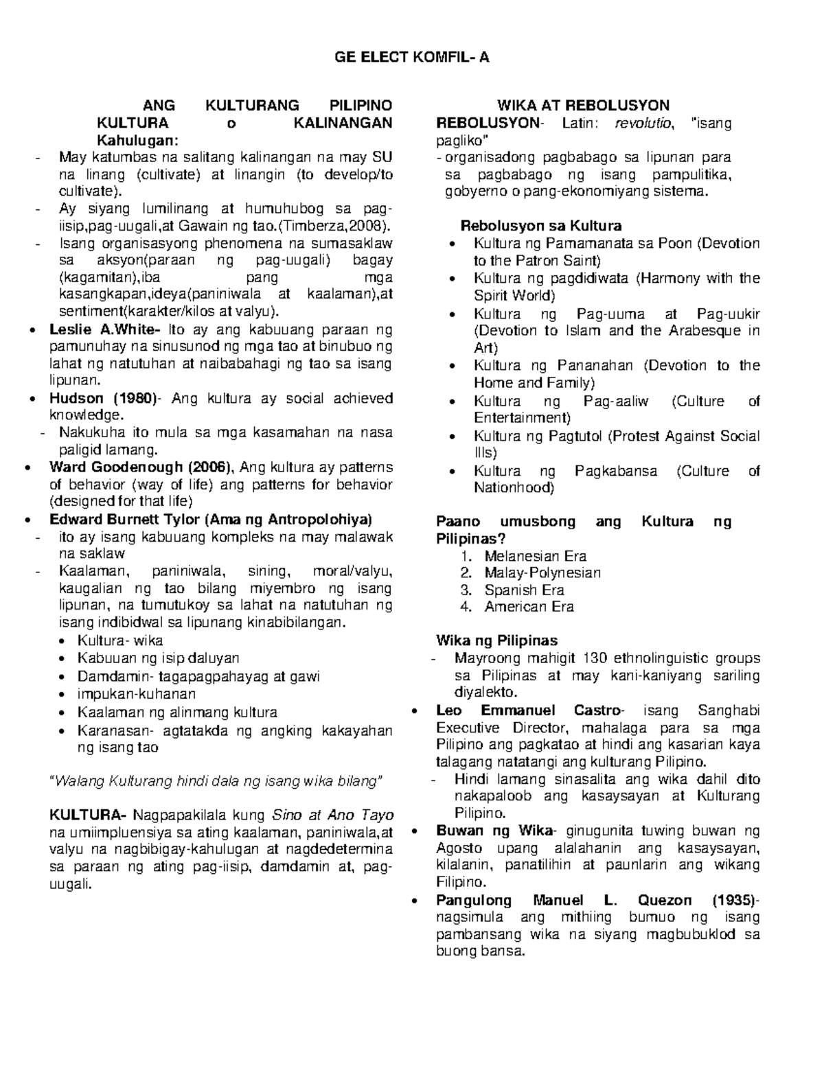 3 -GE Elect - About Kontekstwalisadong Filipino - GE ELECT KOMFIL- A ANG KULTURANG PILIPINO ...